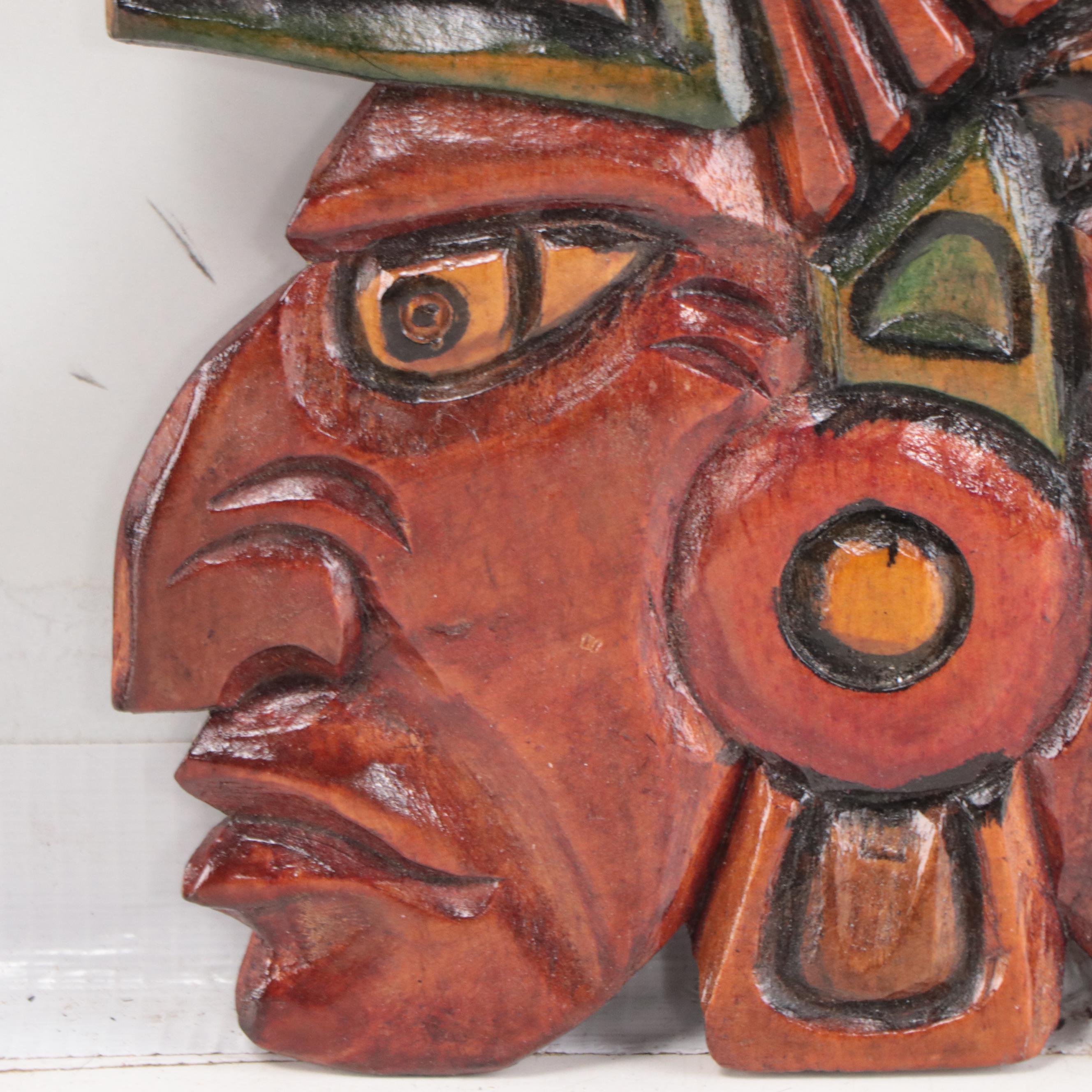 Mayan Style Carved Wood Sculptural Wall Hangings | EBTH