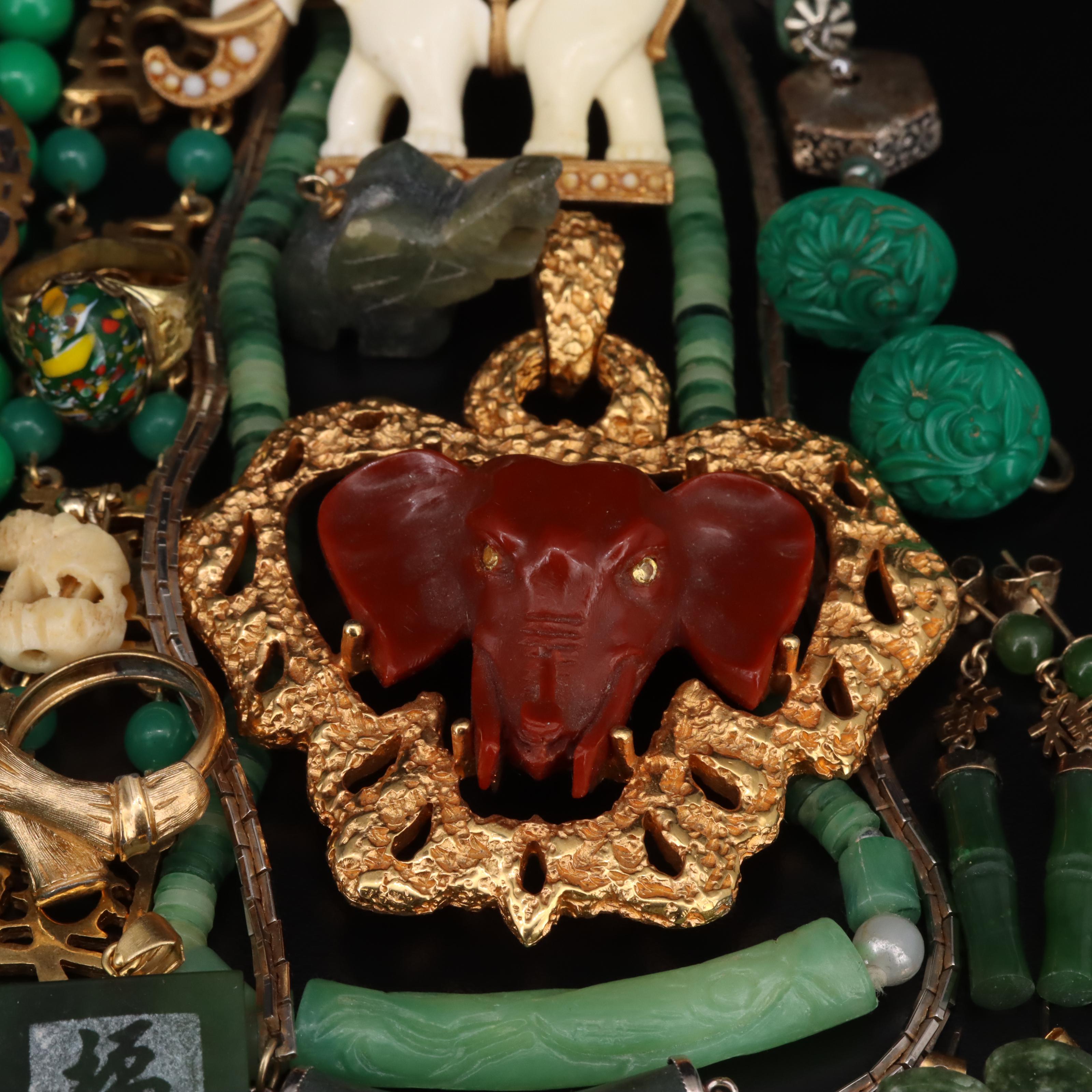 Asian Vintage Including Elephants, Opal. Nephrite and Bone | EBTH