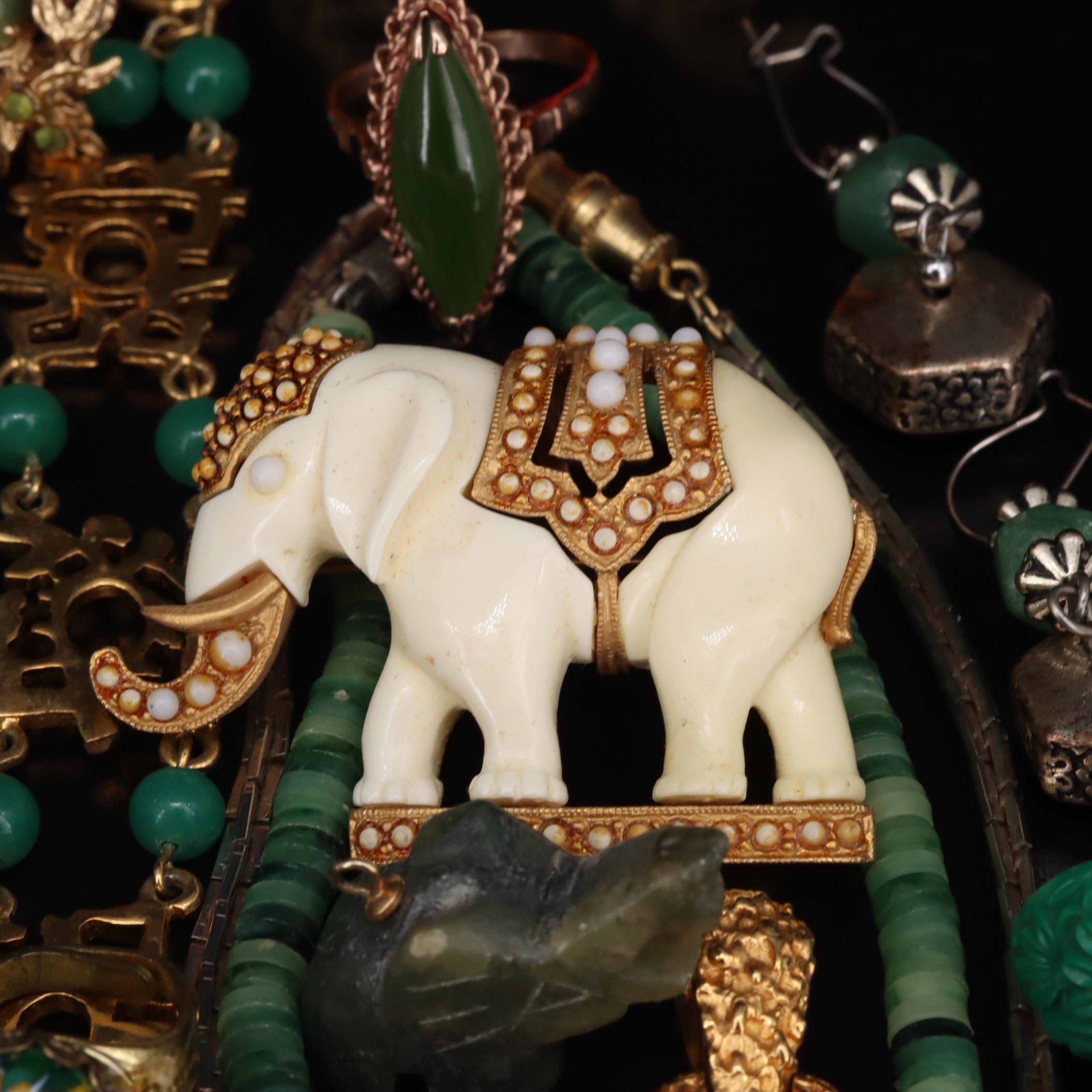 Asian Vintage Including Elephants, Opal. Nephrite and Bone | EBTH