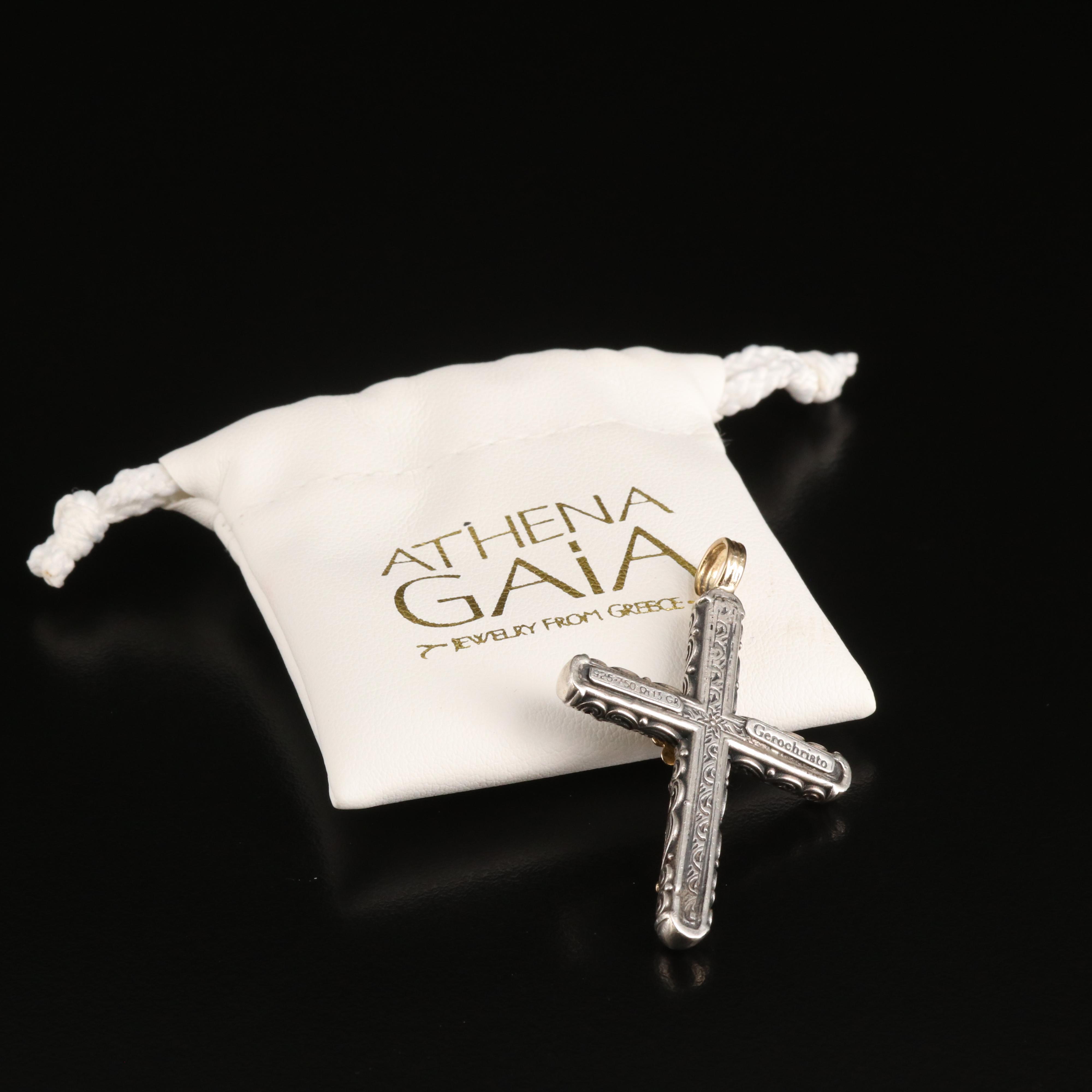 Gerochristo for Athena Gaia Sterling Ruby Cross Pendant with 18K ...