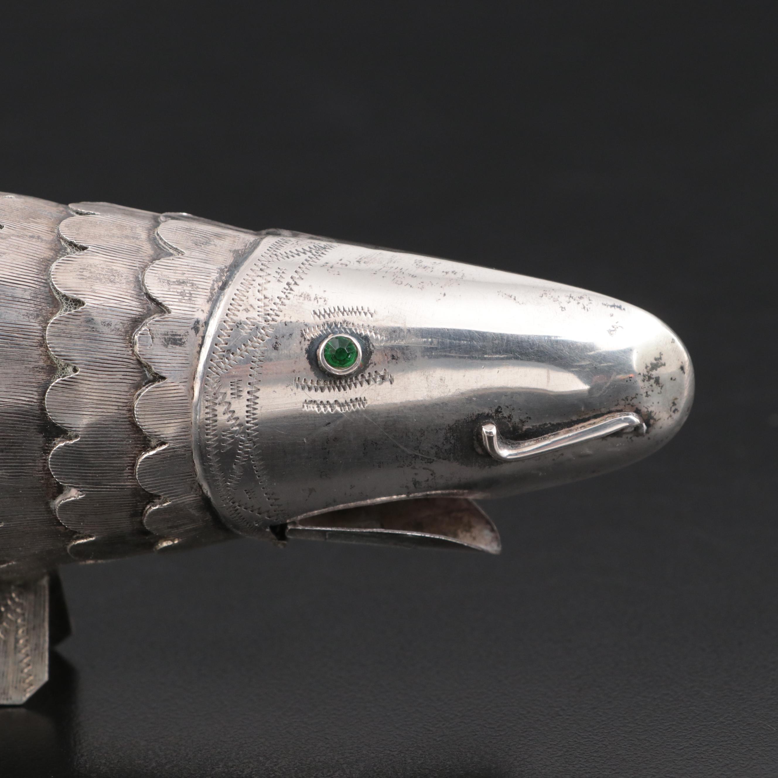 Israeli 800 Silver Articulated Fish Besamin Spice Box | EBTH