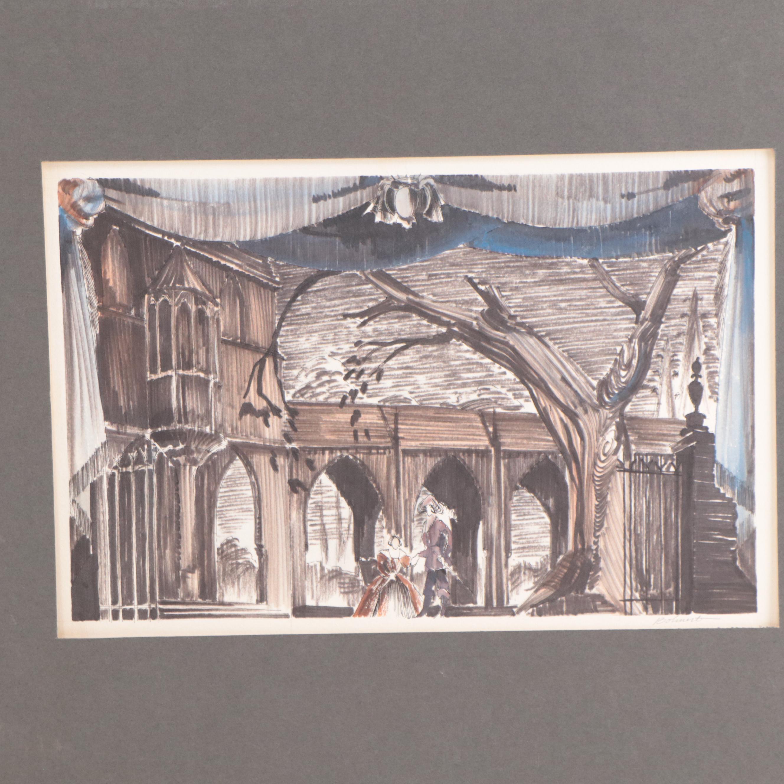 William Bohnert Watercolor Illustrations of Set Designs | EBTH