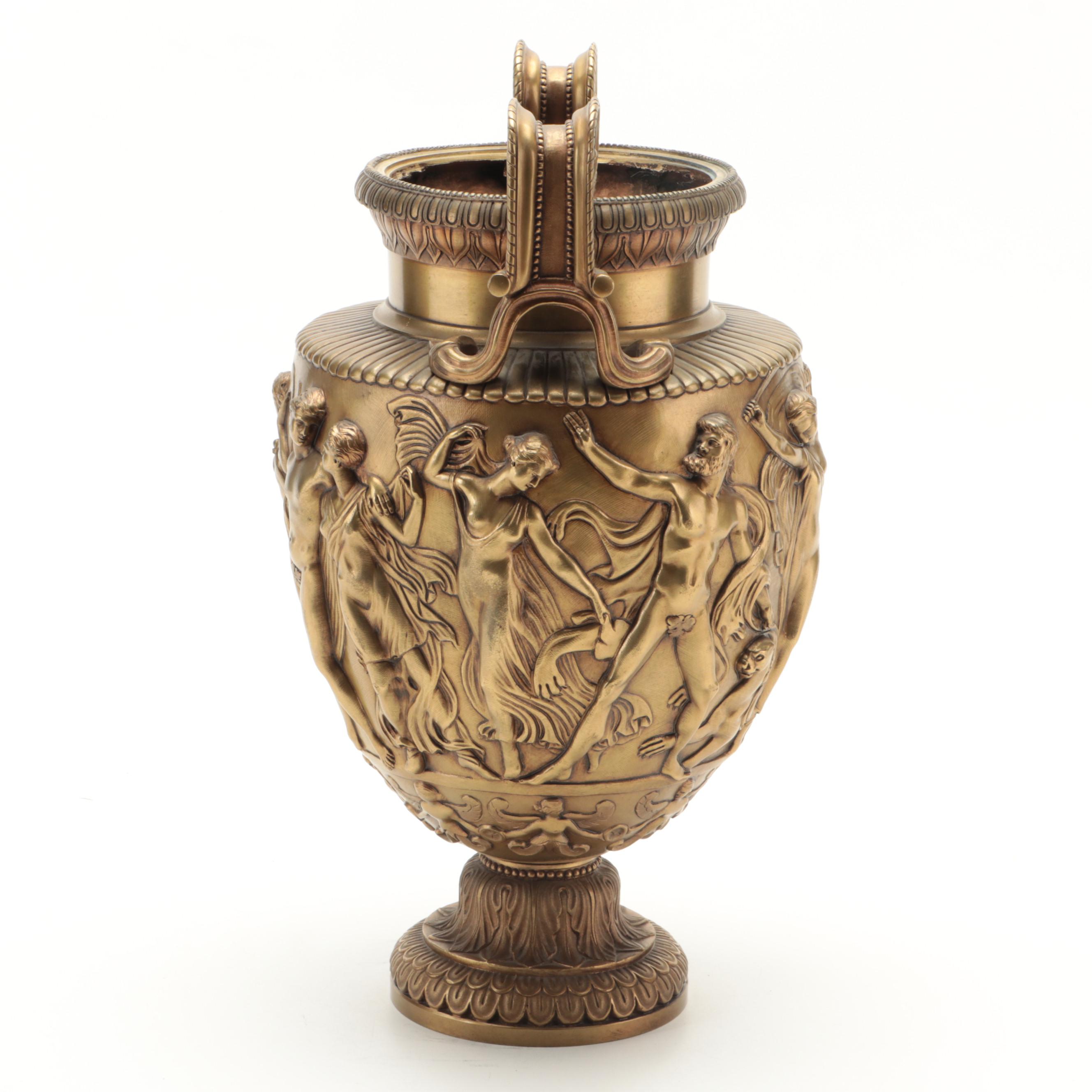 Neoclassical Style Gilt Metal Amphora Urn after the Townley Vase | EBTH