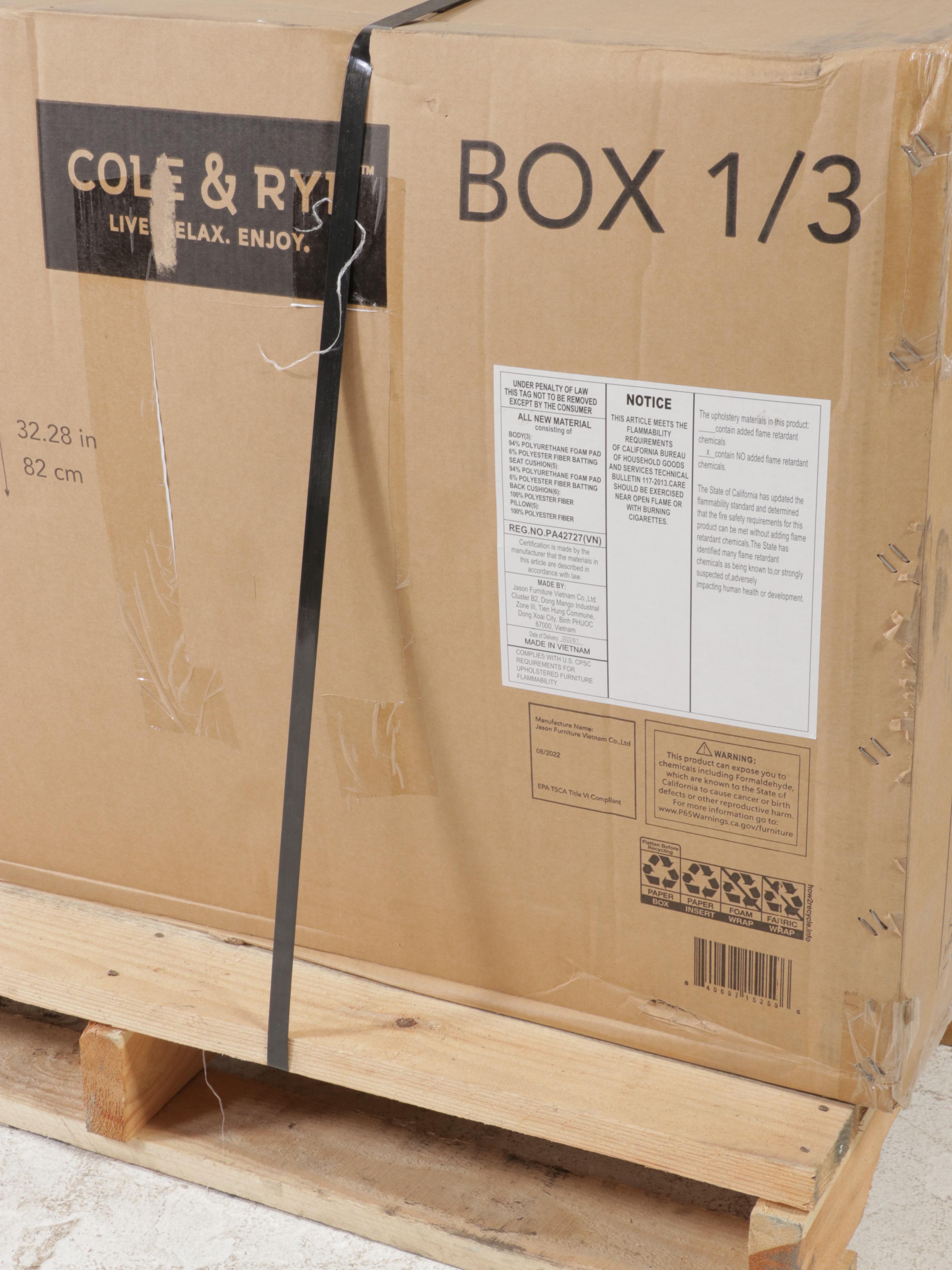 Cole & Rye Three-Piece Fabric Left Arm Sectional, Contemporary | EBTH