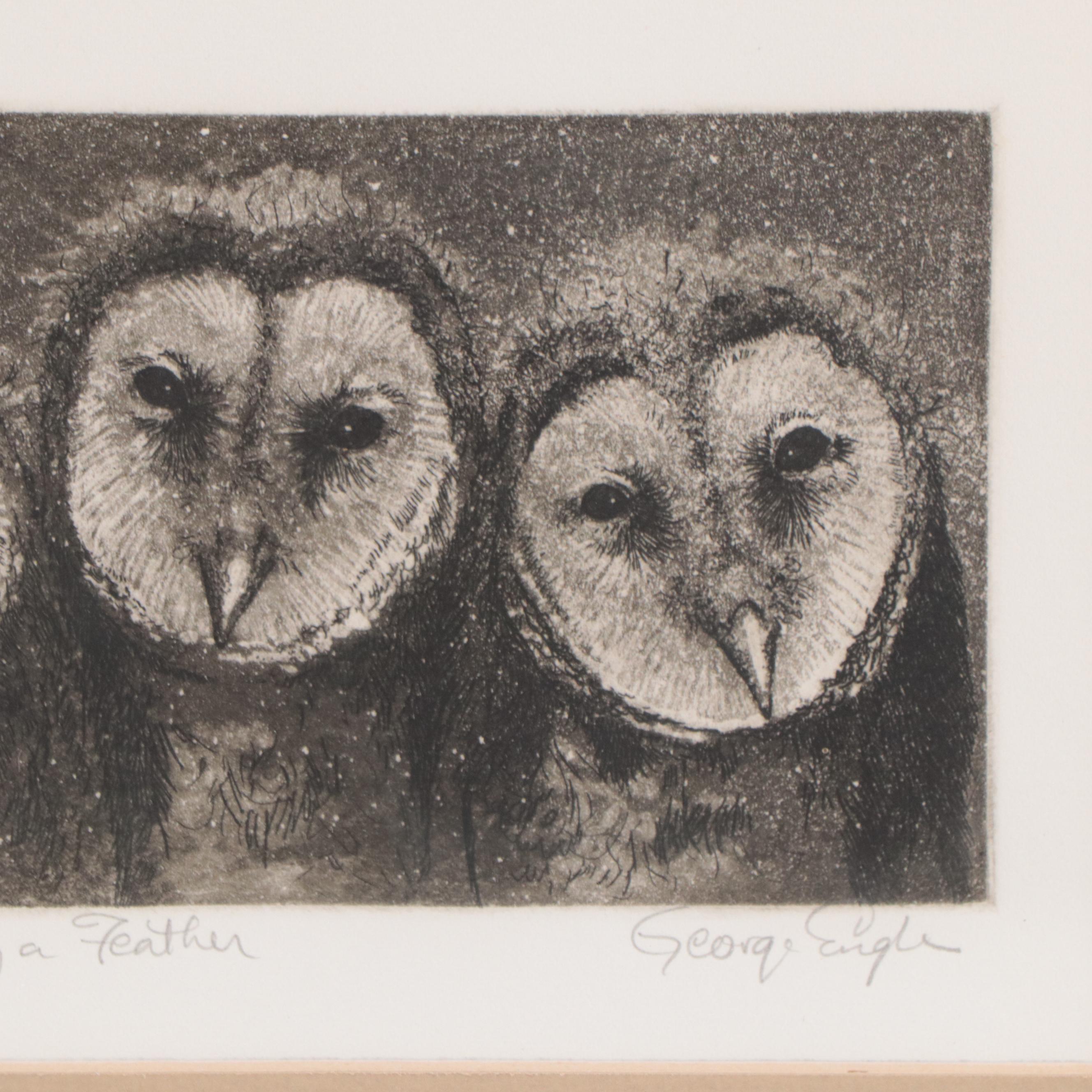 George Engle Etching With Aquatint of Owls "Birds of a Feather" | EBTH