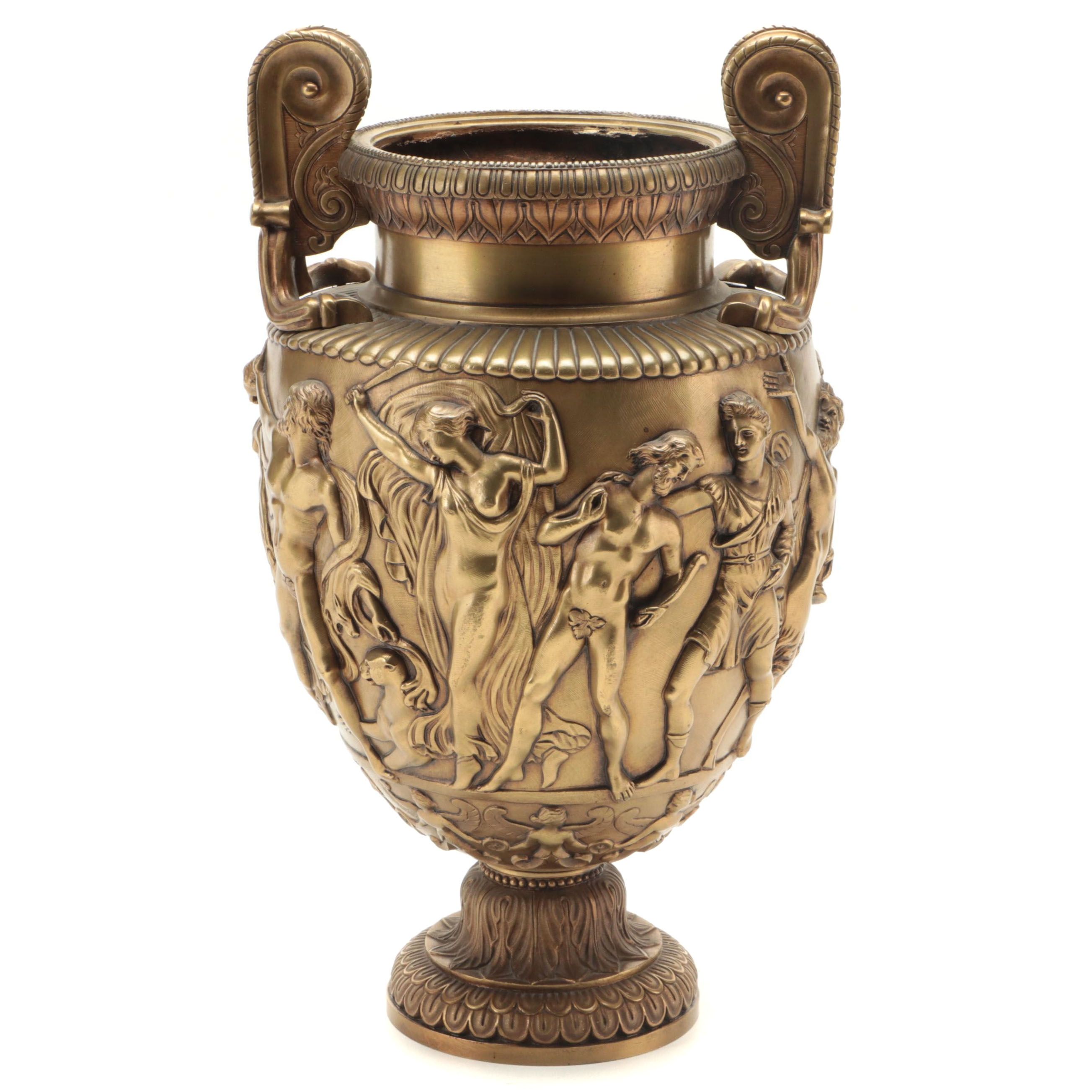 Neoclassical Style Gilt Metal Amphora Urn after the Townley Vase | EBTH