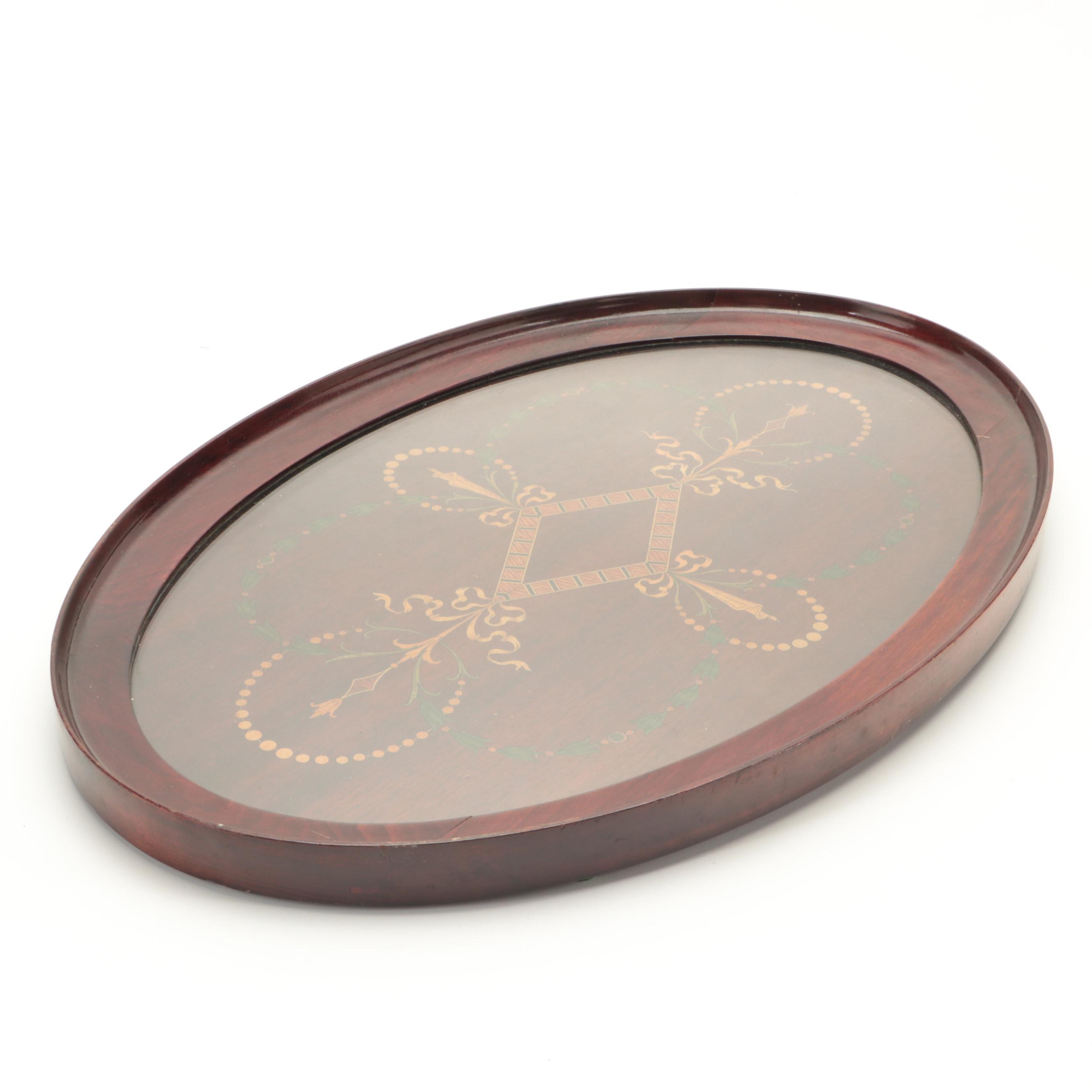 Royal Rochester Edwardian Style Mahogany and Marquetry Tray | EBTH