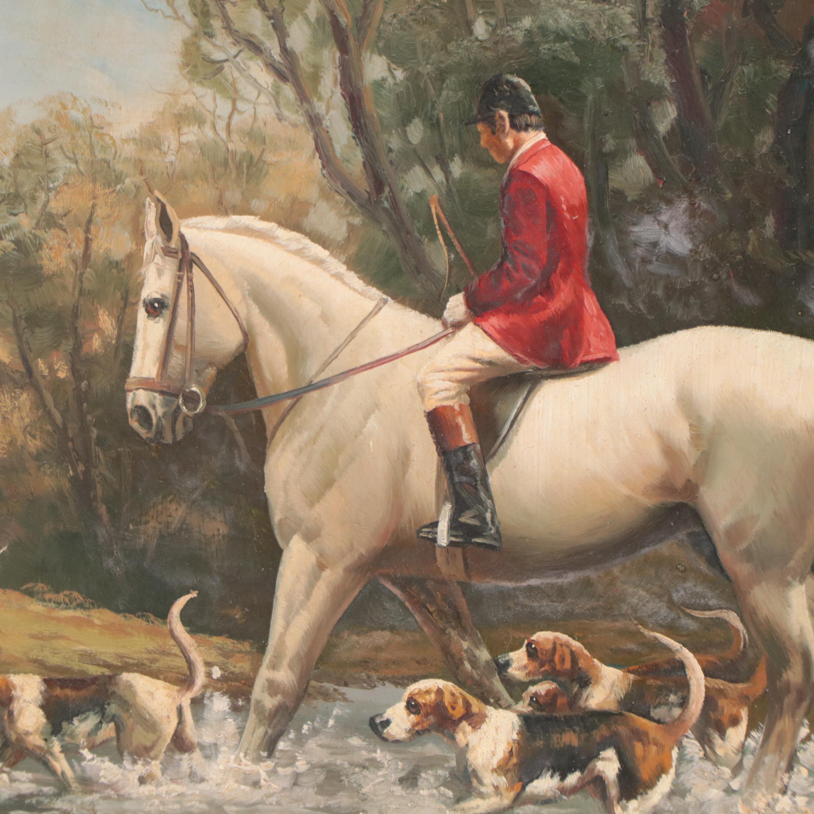 C. Mead Oil Painting of a Fox Hunting Scene | EBTH