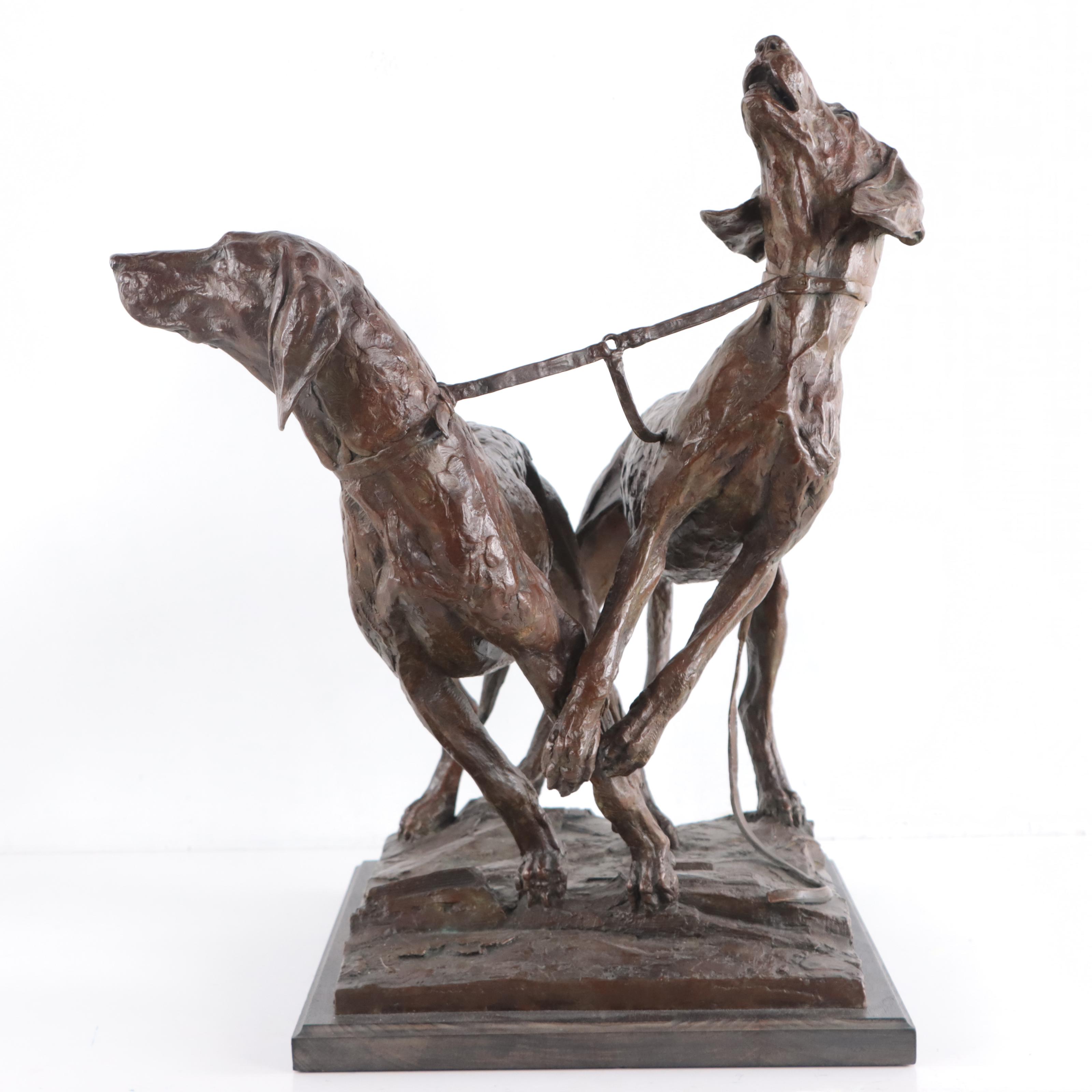Walter Matia Bronze Sculpture of Hunting Dogs | EBTH