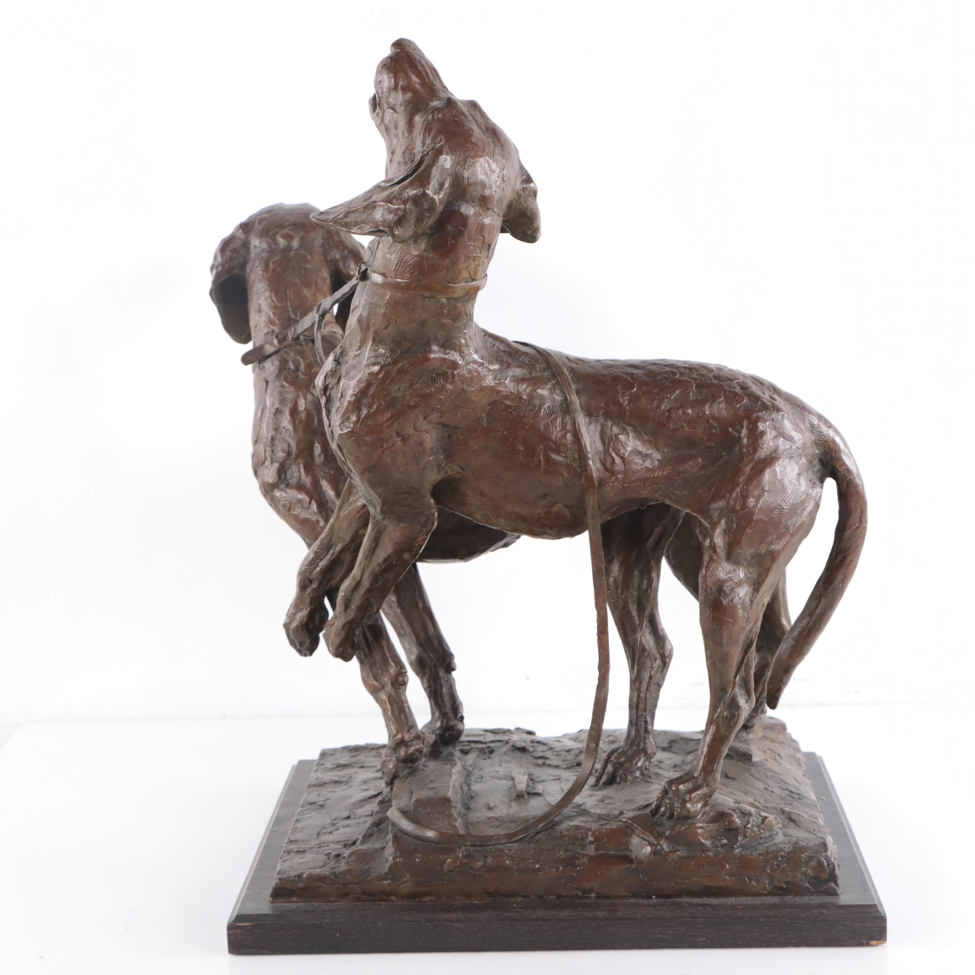 Walter Matia Bronze Sculpture of Hunting Dogs | EBTH