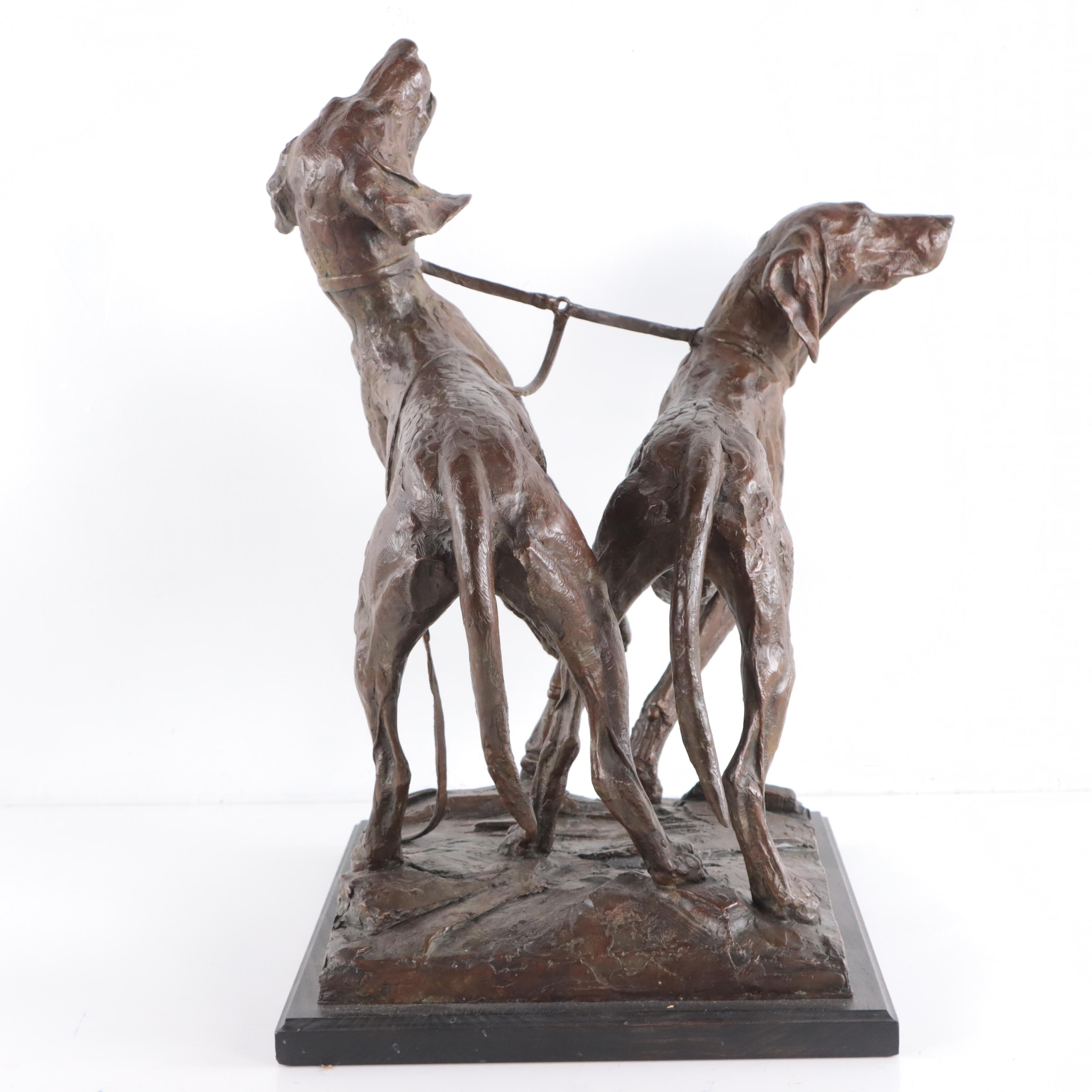Walter Matia Bronze Sculpture of Hunting Dogs | EBTH