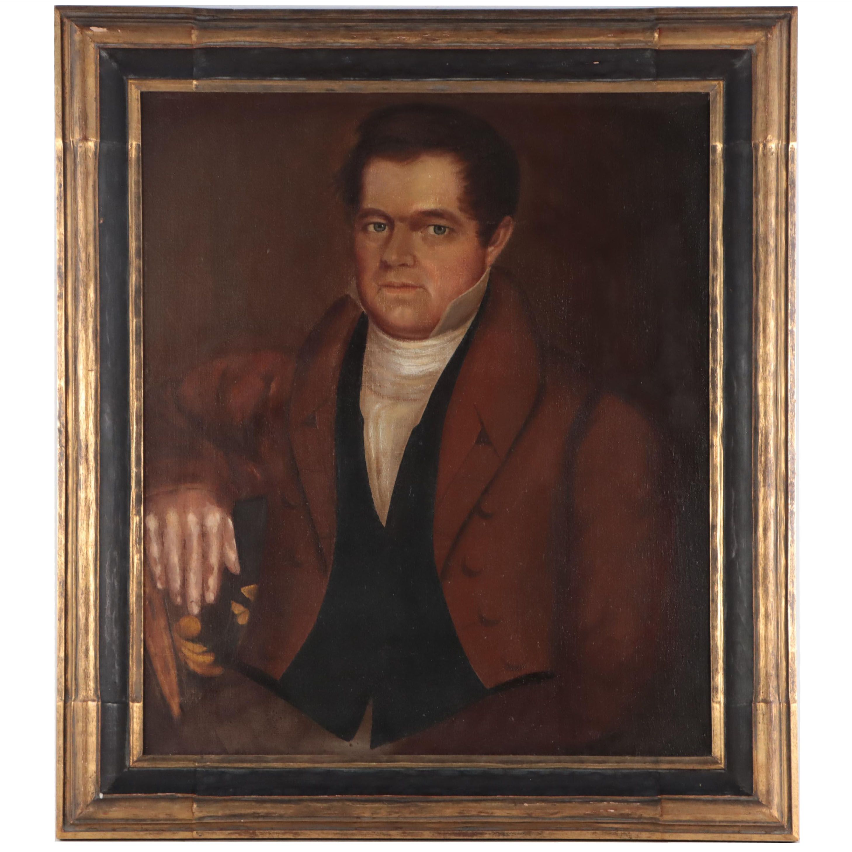 American School Portrait Oil Painting of Seated Gentleman, Circa 1840 ...