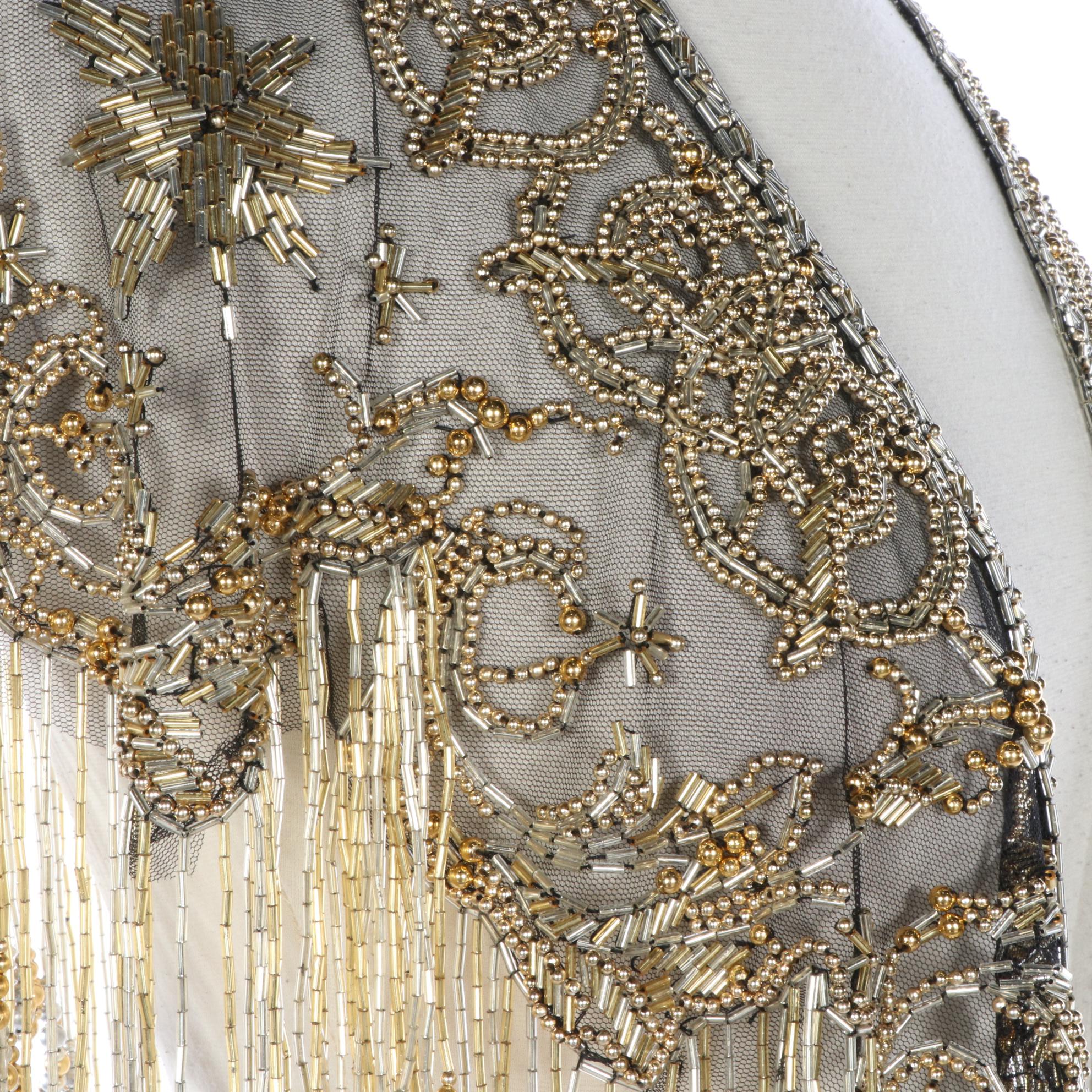 Sharmark Las Vegas "Celestial Stars" Beaded Fringe Nylon Mesh Scarf ...