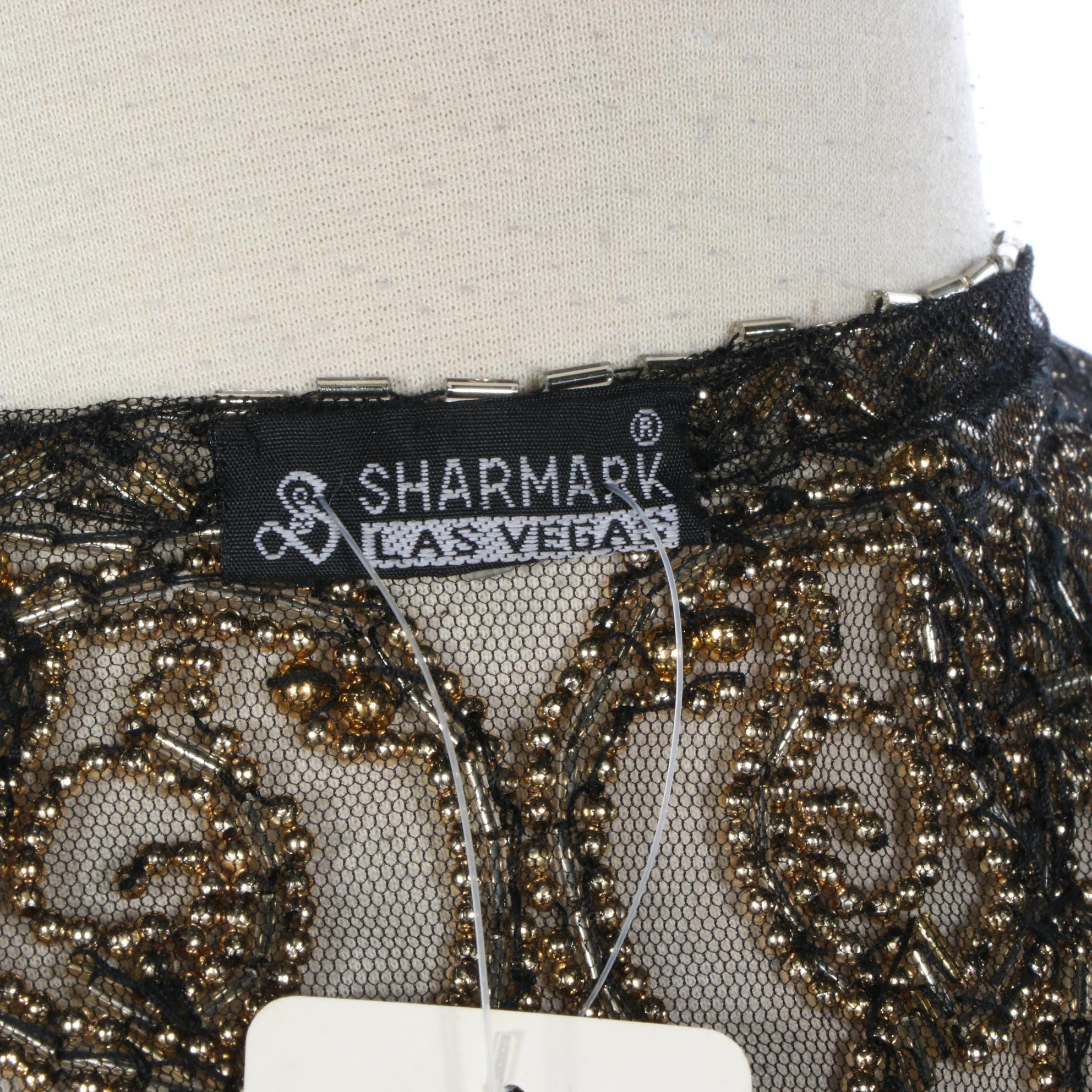 Sharmark Las Vegas "Celestial Stars" Beaded Fringe Nylon Mesh Scarf ...