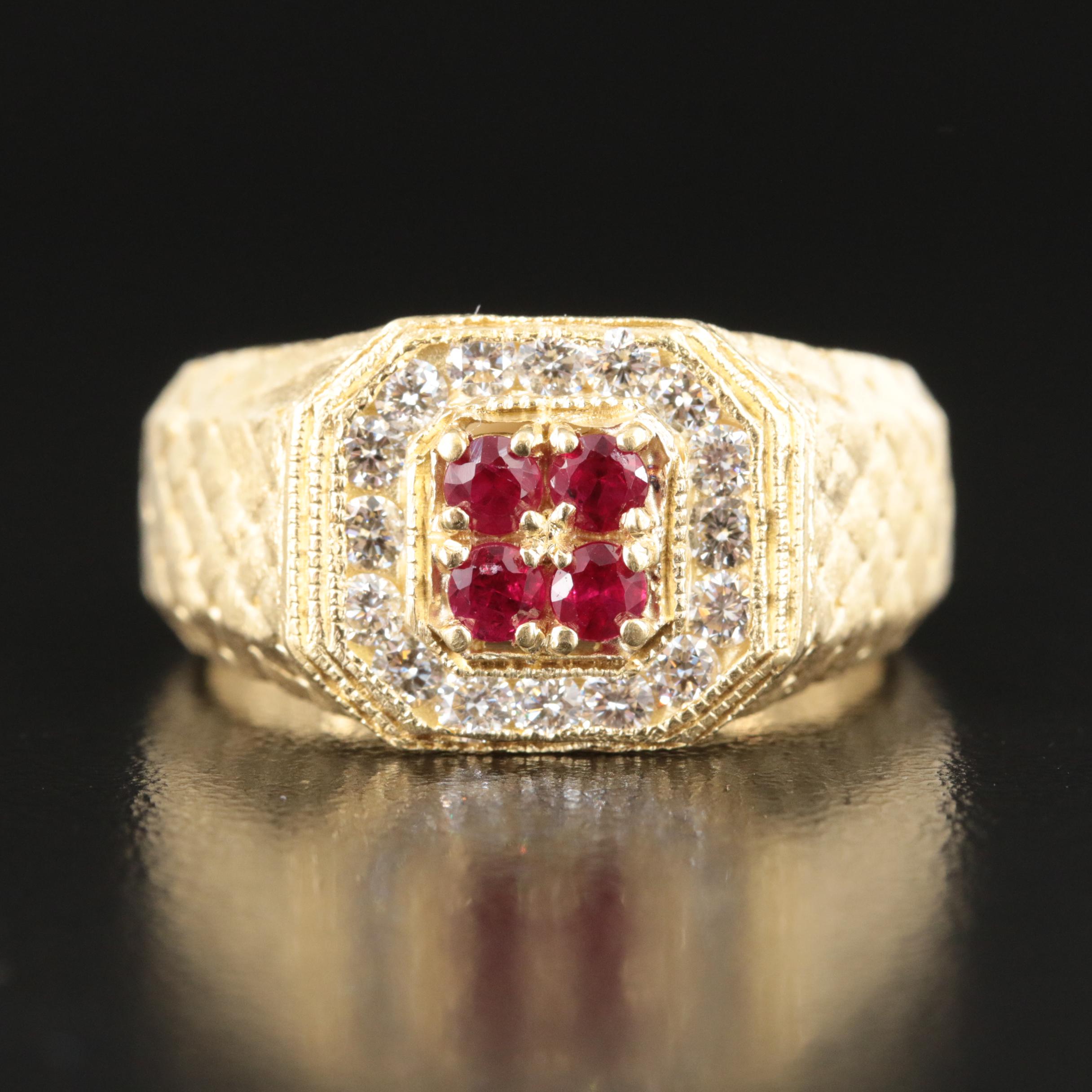 Stambolian 18K Ruby and Diamond Basket Weave Ring | EBTH