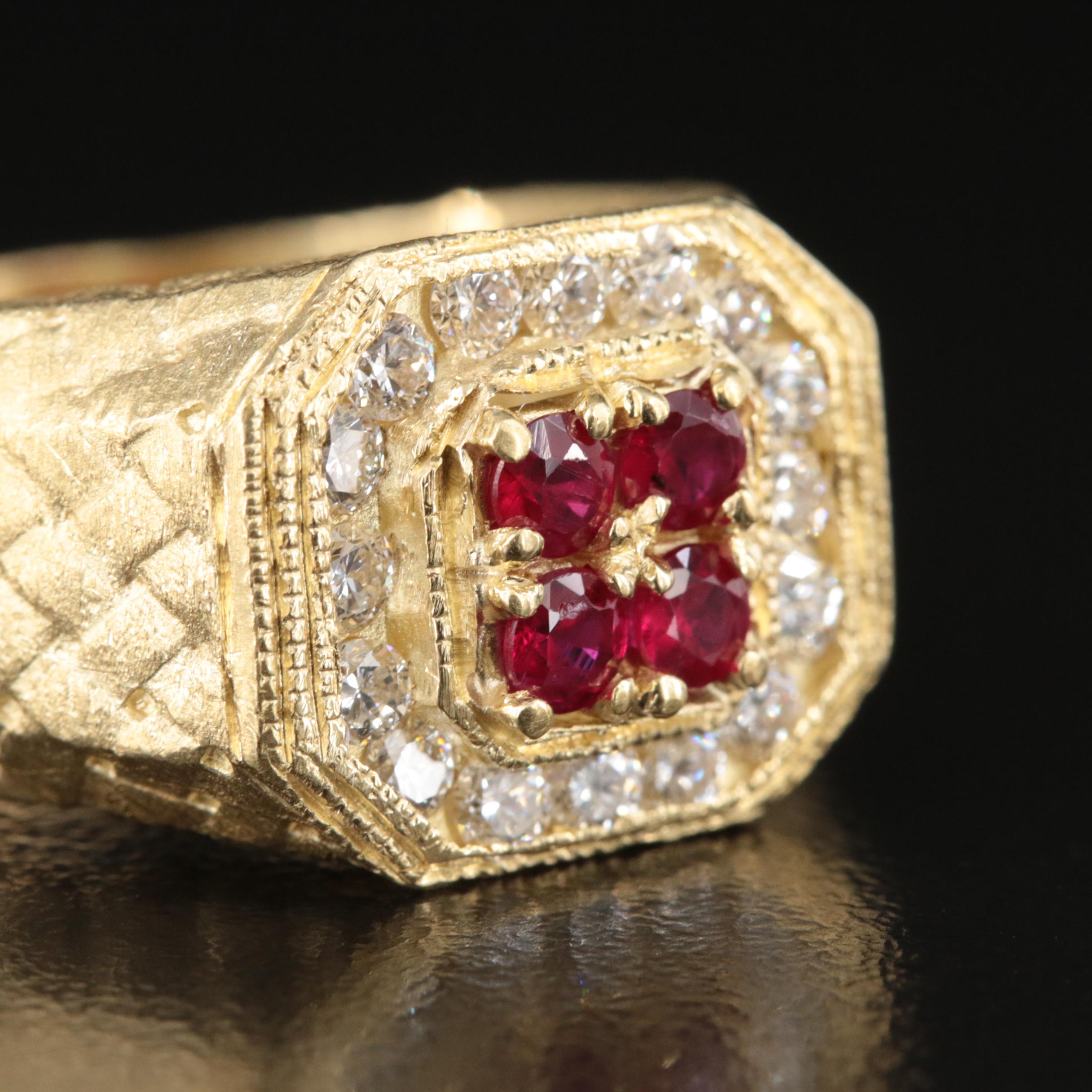 Stambolian 18K Ruby and Diamond Basket Weave Ring | EBTH