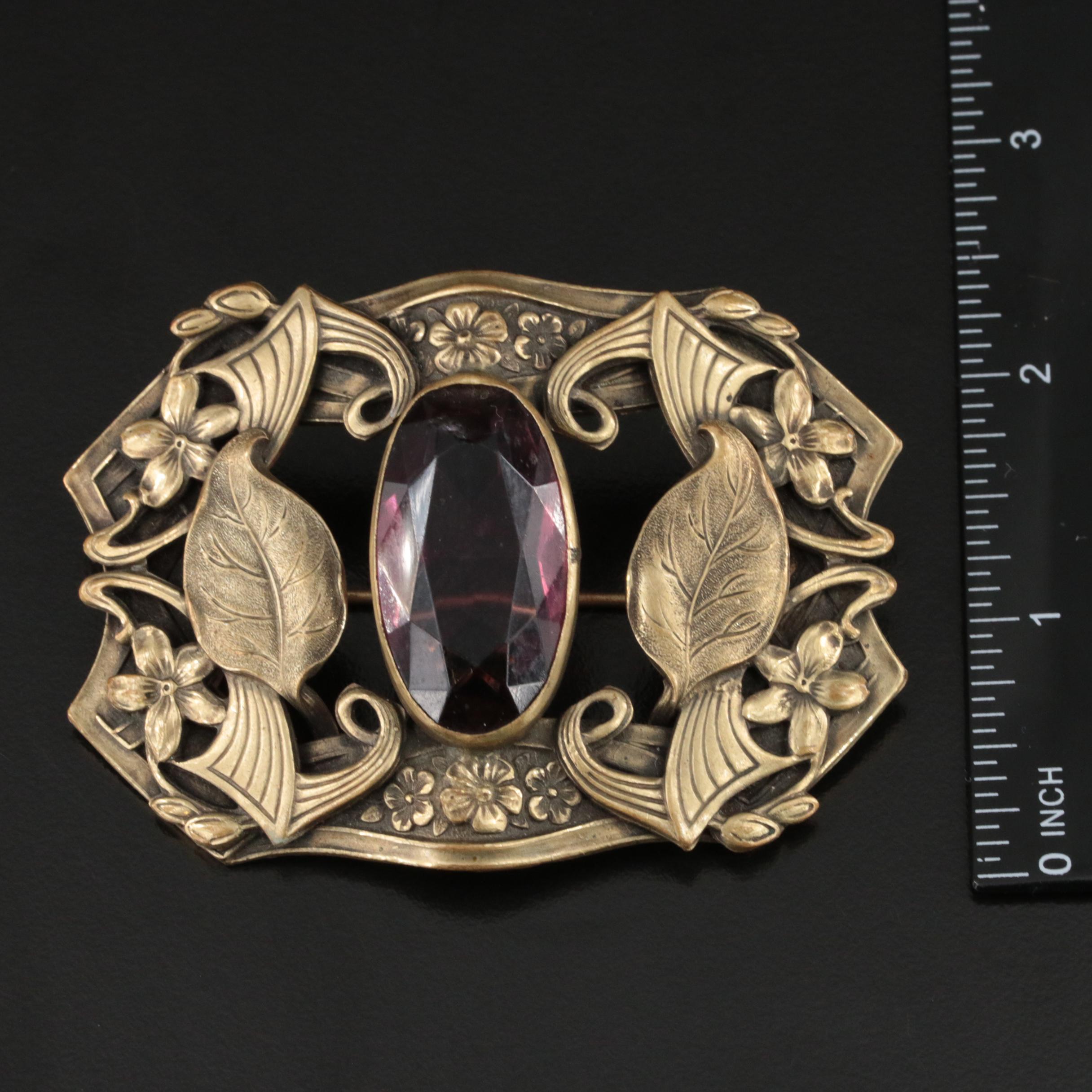 Art Nouveau Gilt Metal Sash Pins | EBTH