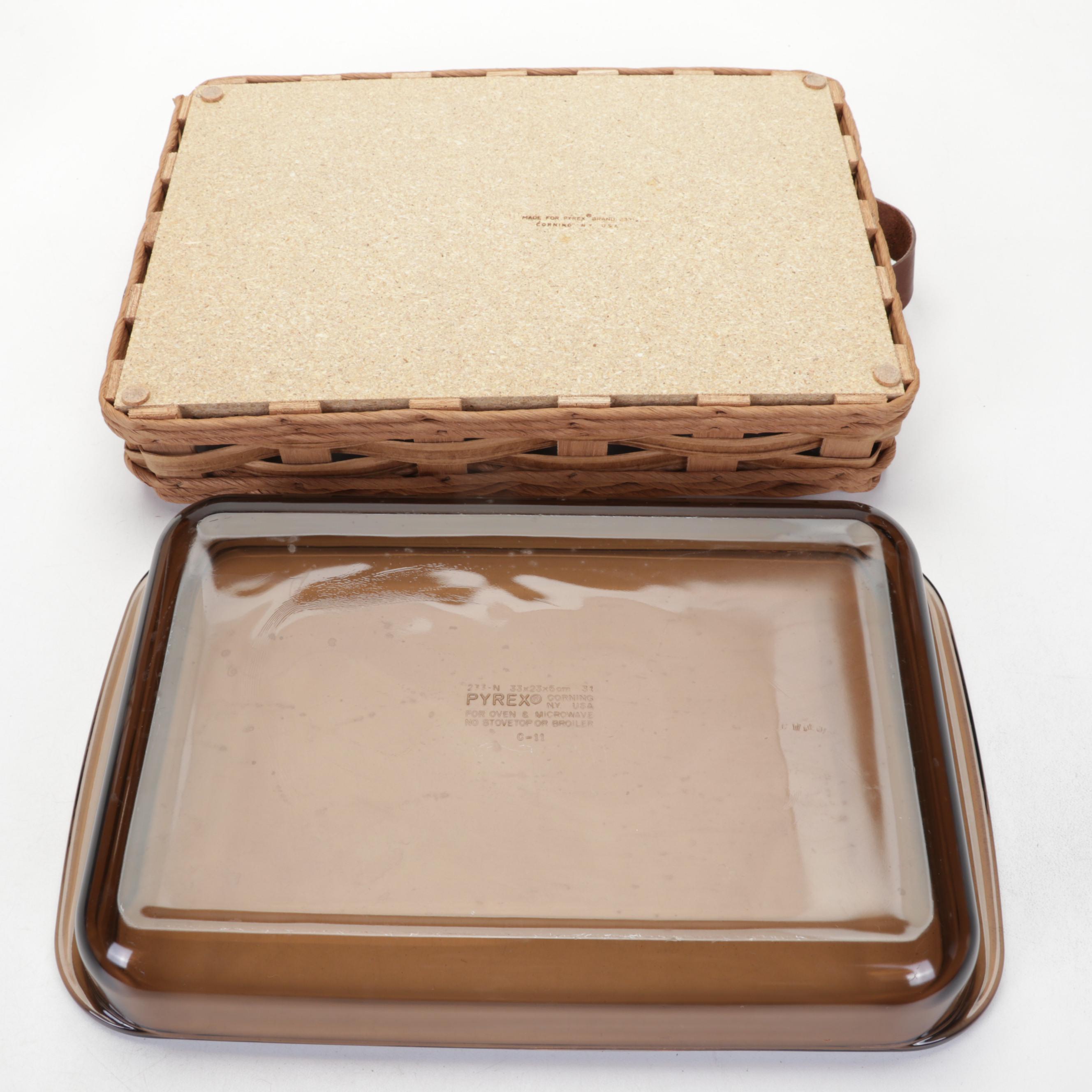 Longaberger Baskets, Casserole Dishes, 9x13 Pyrex Dish with Basket and ...