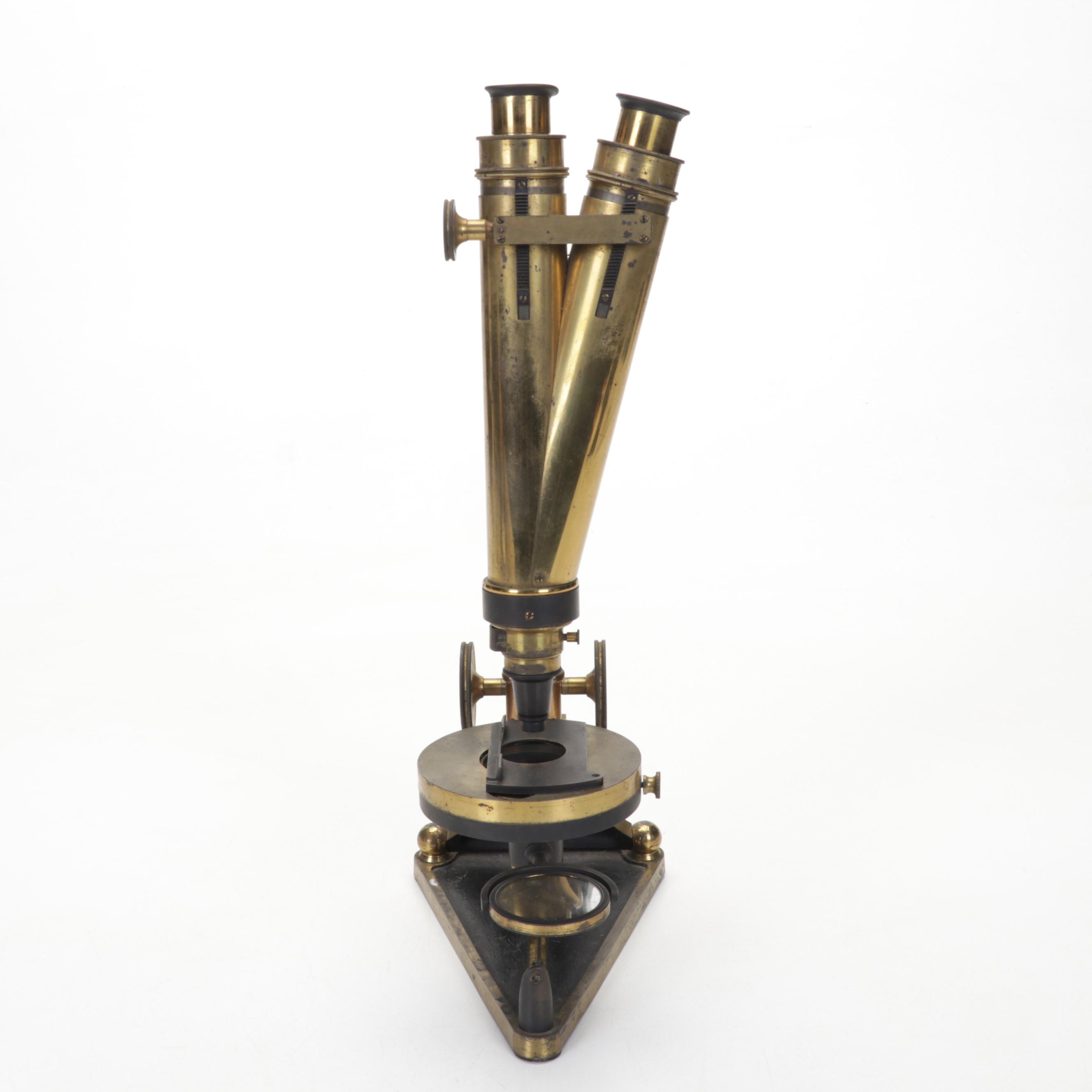 R & J Beck London Brass Folding Monocular Microscope, Late 19th Century ...