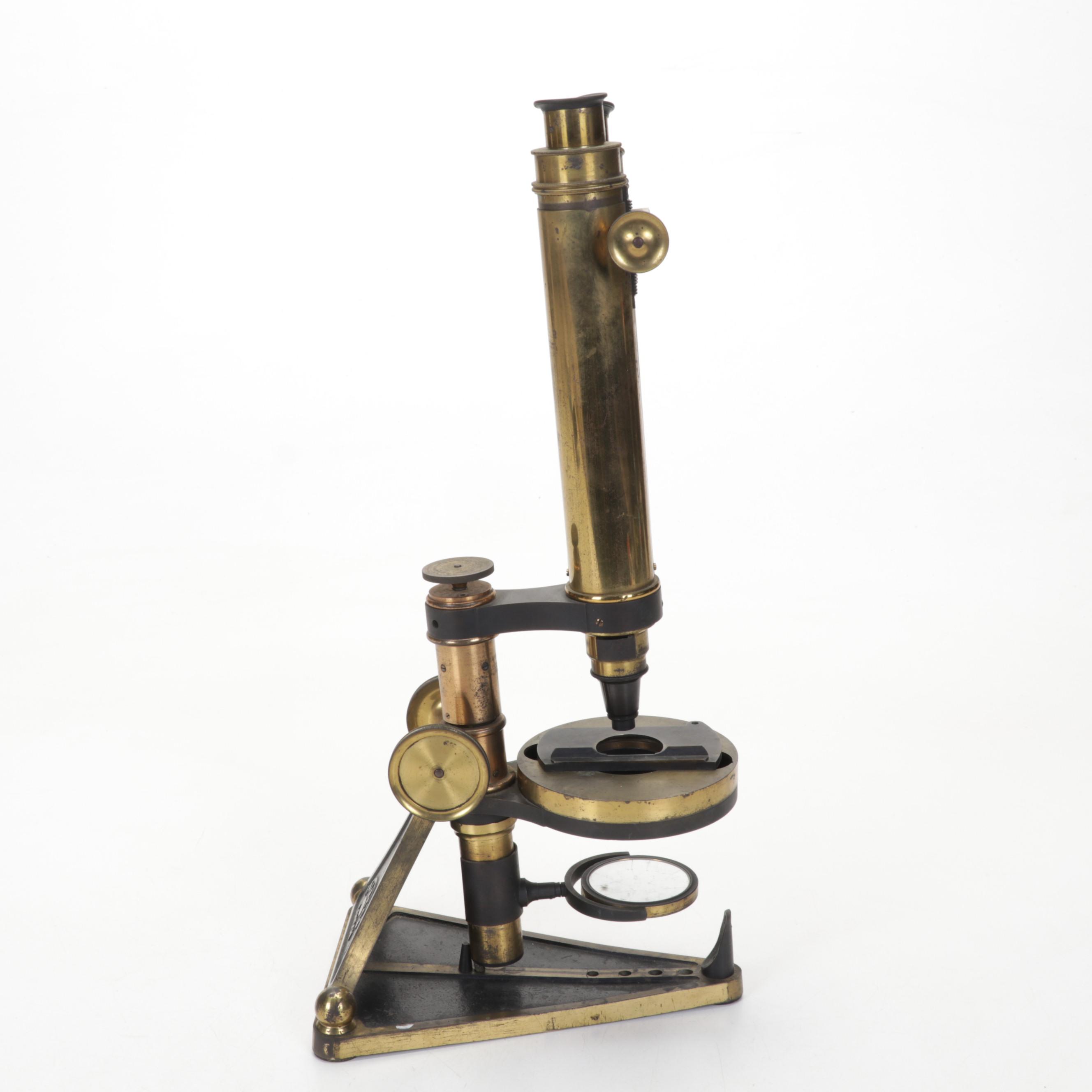 R & J Beck London Brass Folding Monocular Microscope, Late 19th Century ...