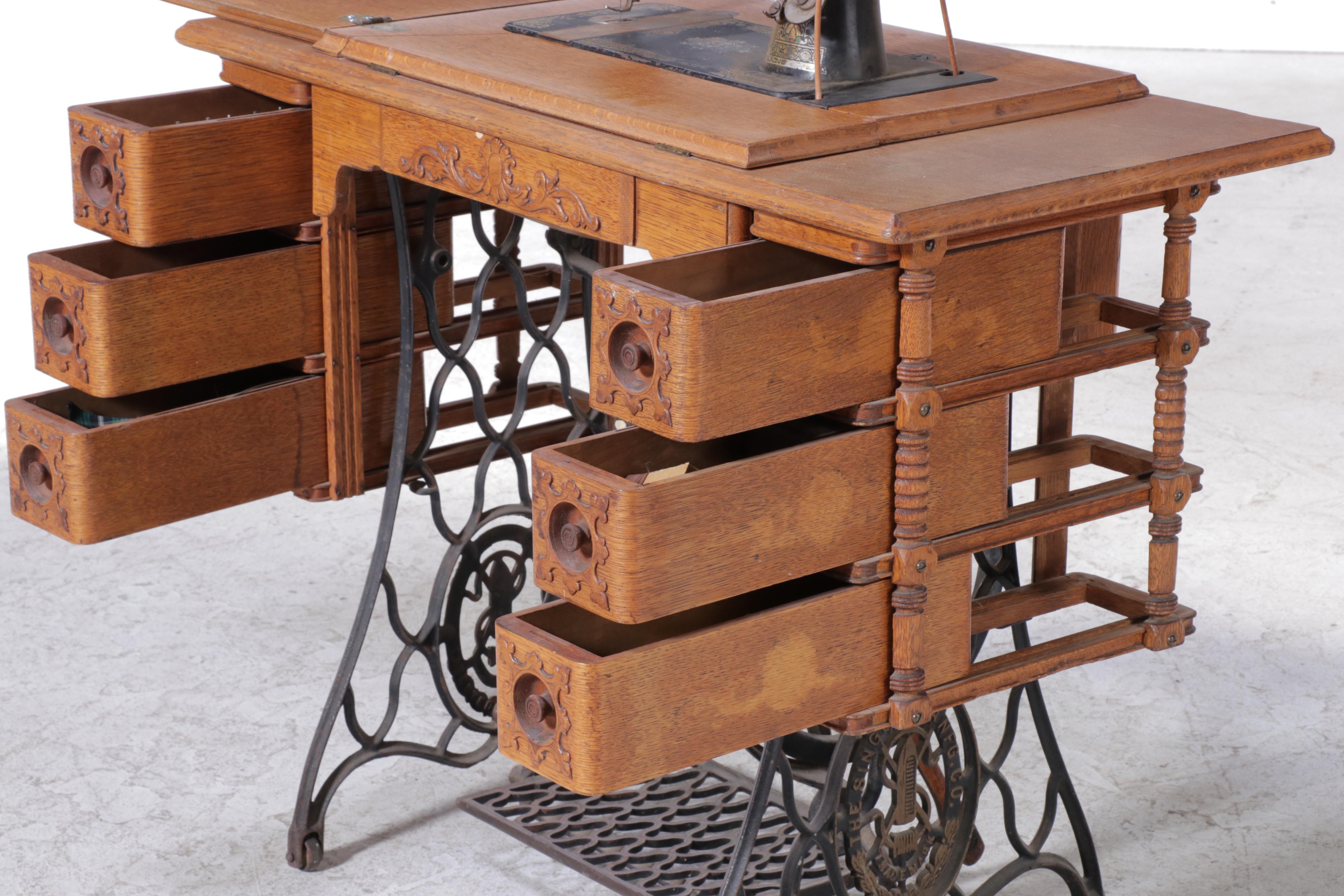 Victorian Oak Case Singer Treadle Sewing Machine, Late 19th/ Early 20th ...