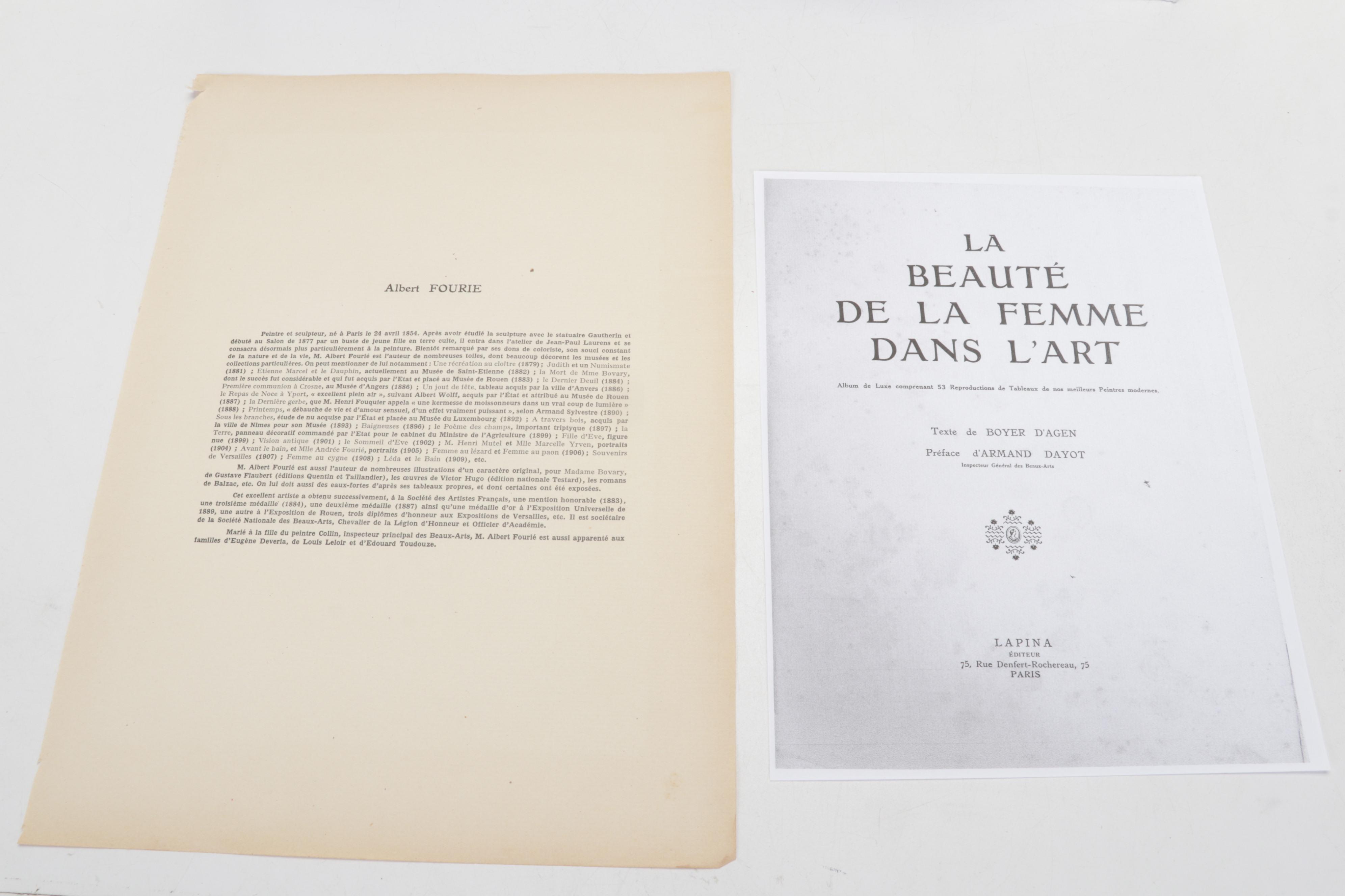 Offset Lithograph After Albert Fourié "La Nymphe de la source," Circa ...