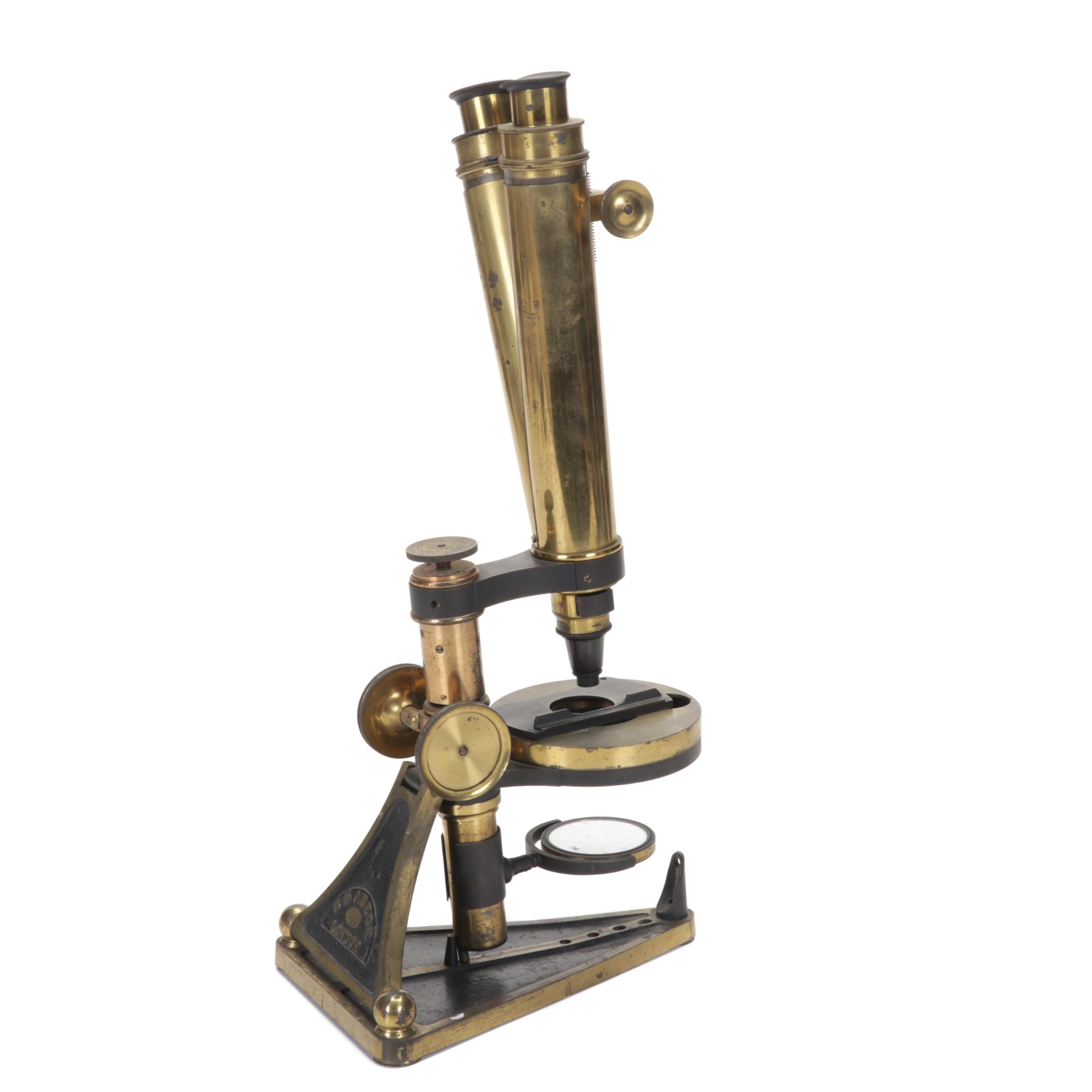 R & J Beck London Brass Folding Monocular Microscope, Late 19th Century ...