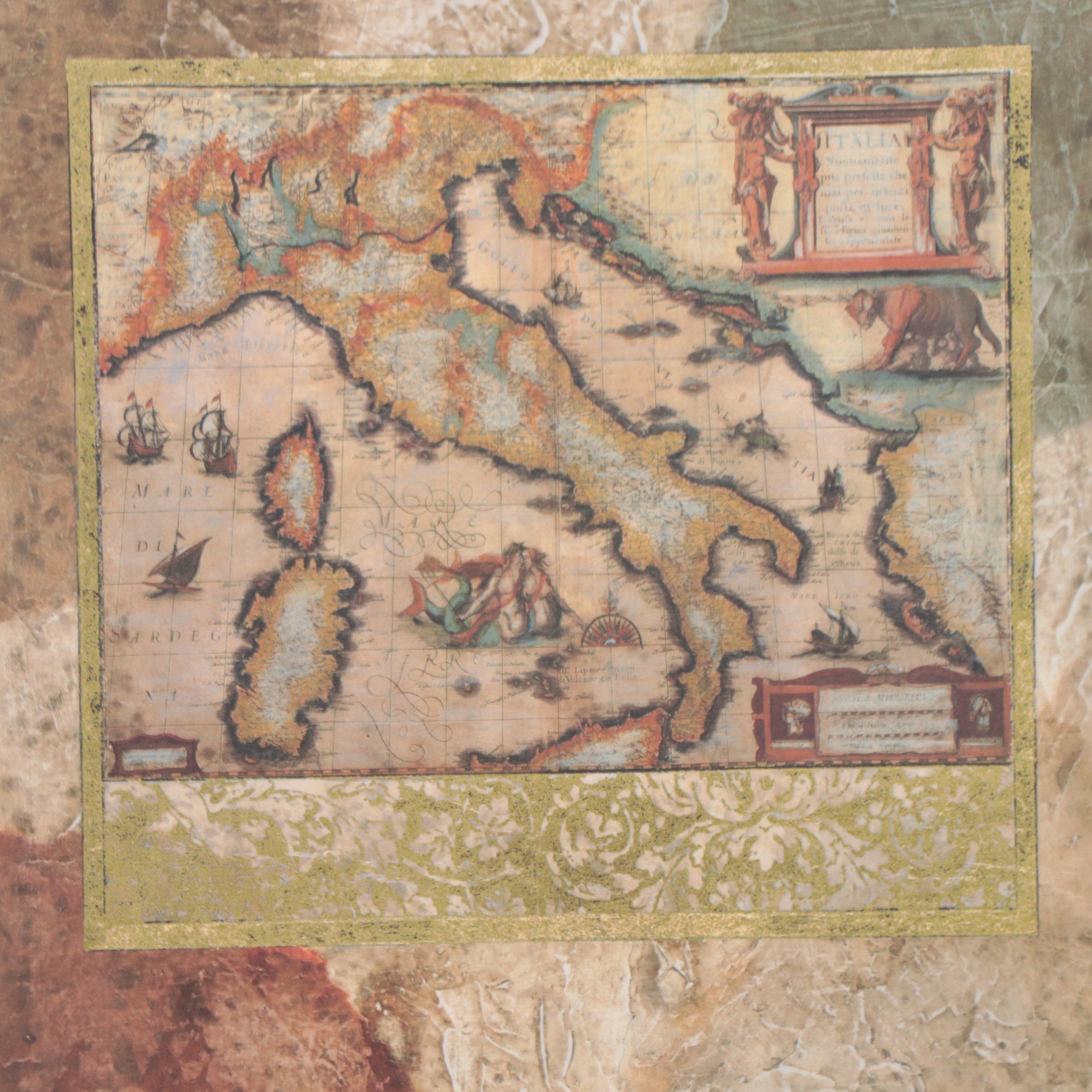 Offset Lithograph Map of Italy | EBTH
