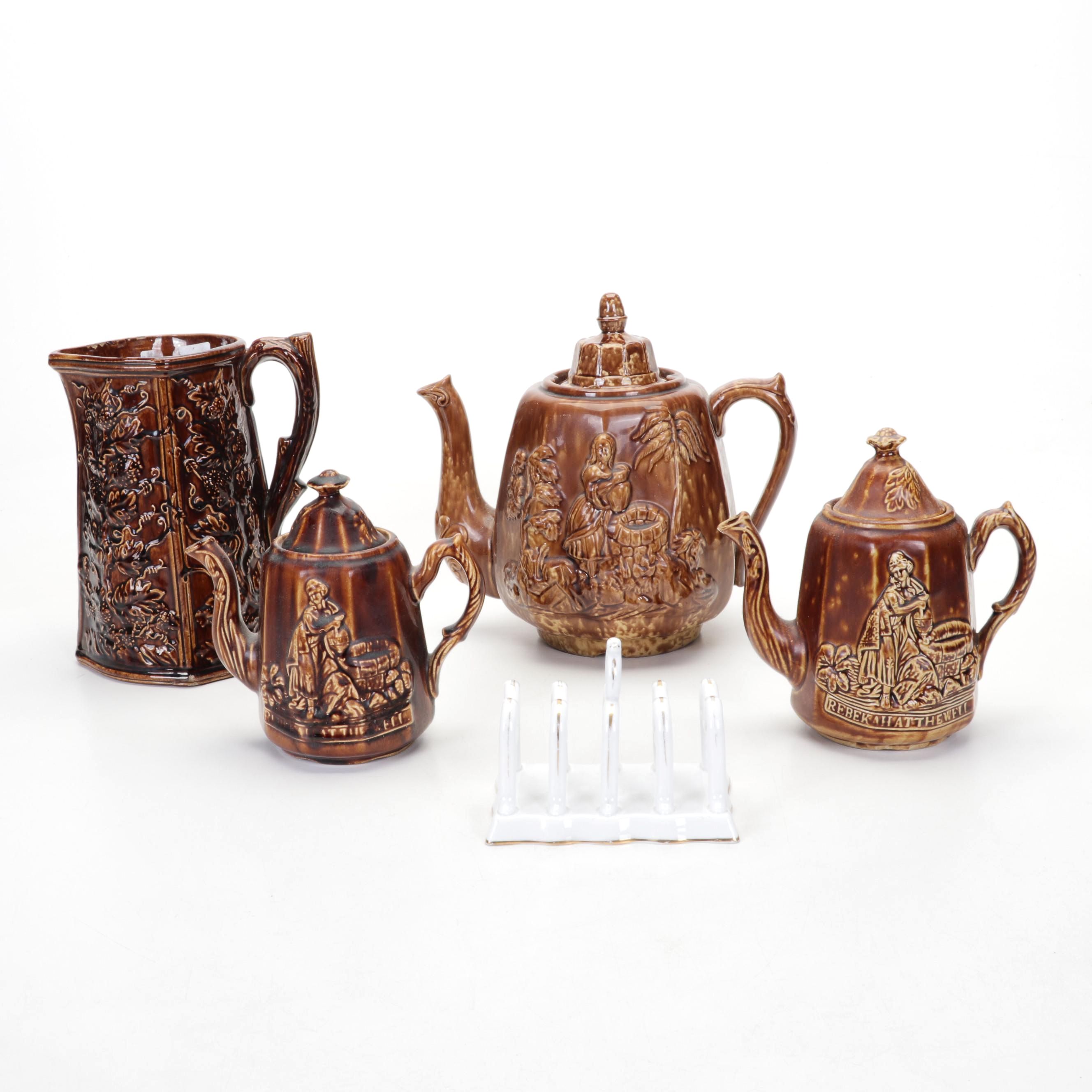 Rockingham Glazed "Rebekah at the Well", Teapots, Porcelain Toast Rack ...