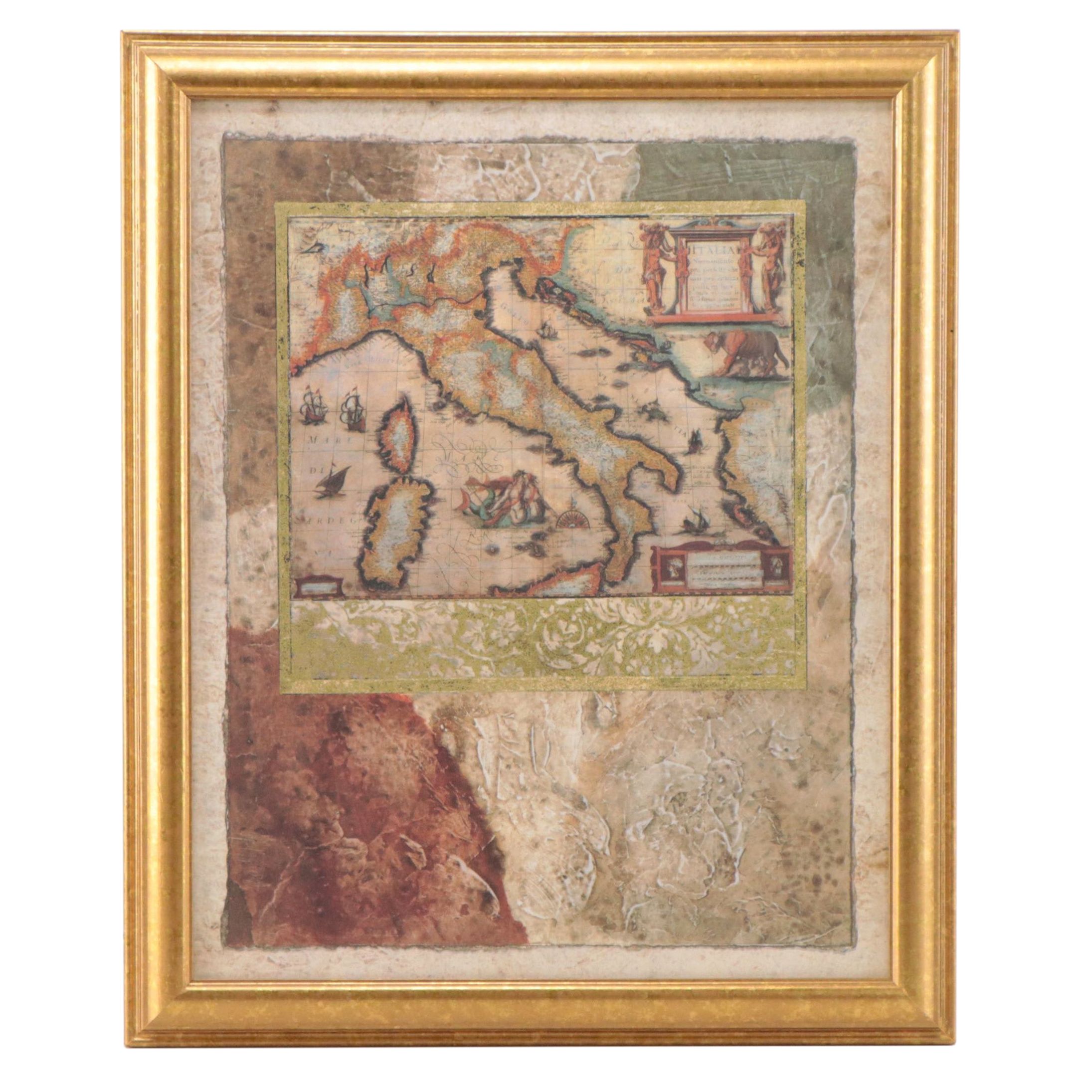 Offset Lithograph Map of Italy | EBTH