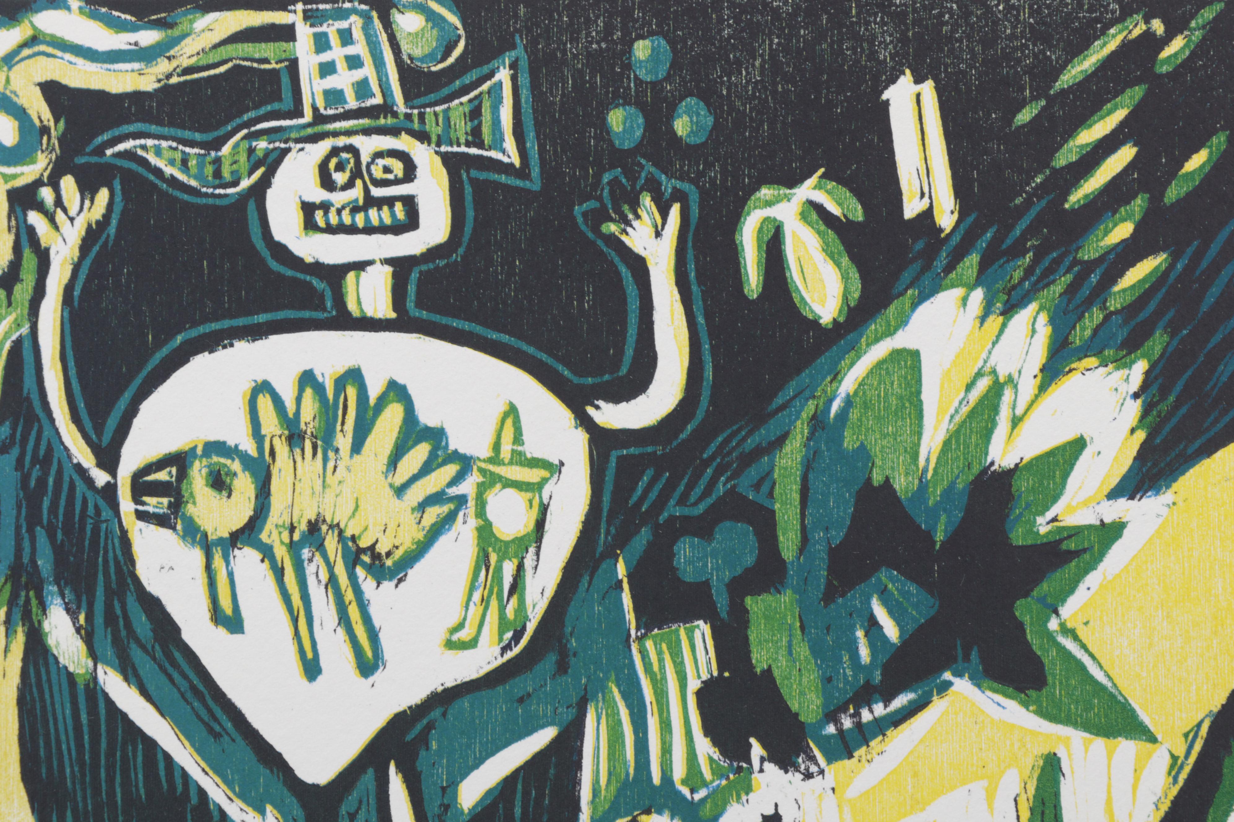 Sidney Chafetz Woodcut "Angela's People II," 1984 | EBTH