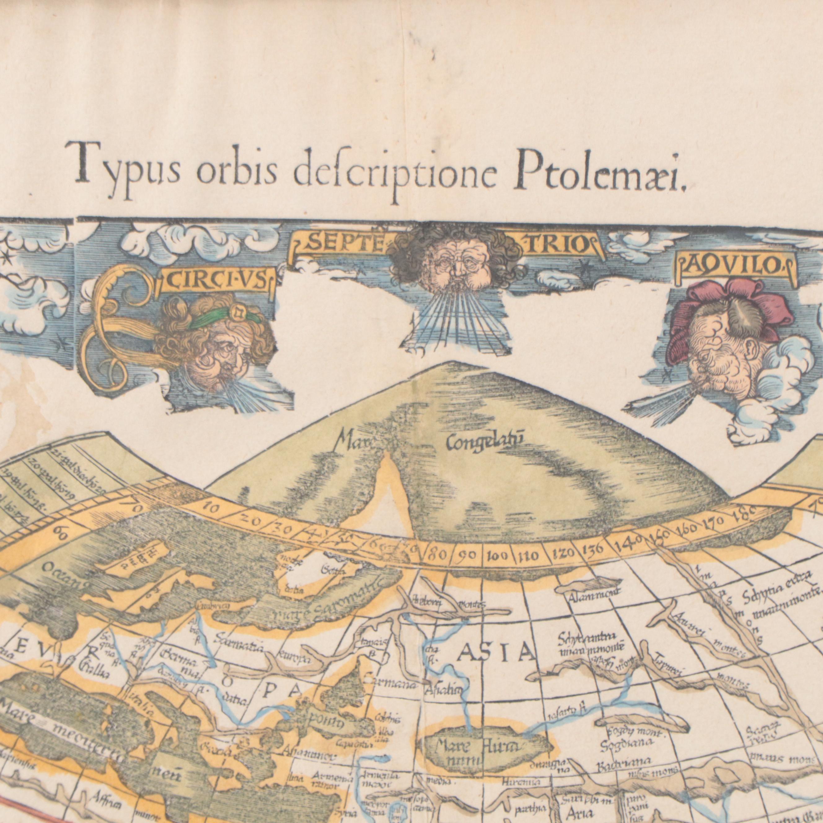 Lorenz Fries Hand-Colored Engraving World Map, Early 16th Century | EBTH
