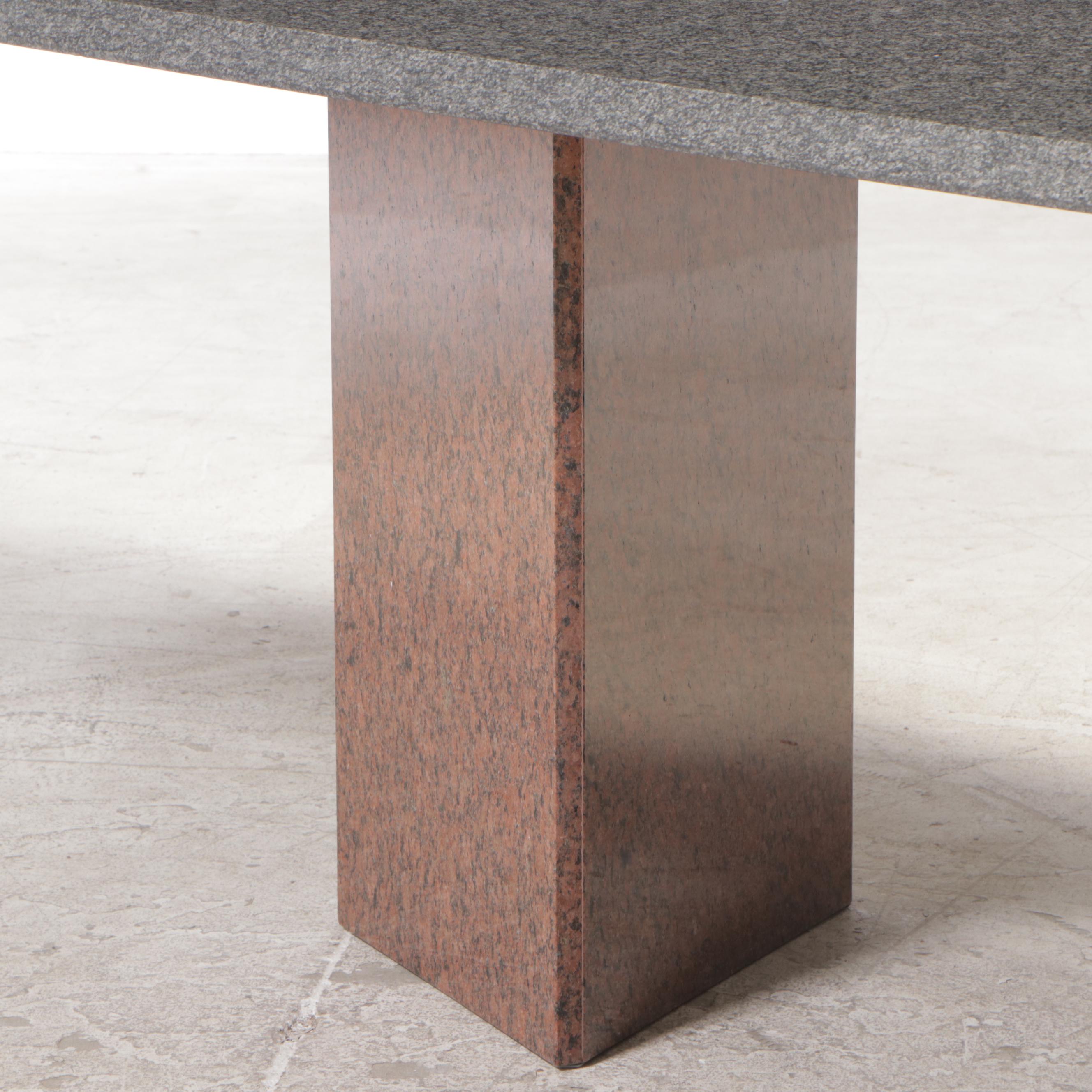 Angular Black and Red Granite Dining Table on Triangular Pedestals | EBTH