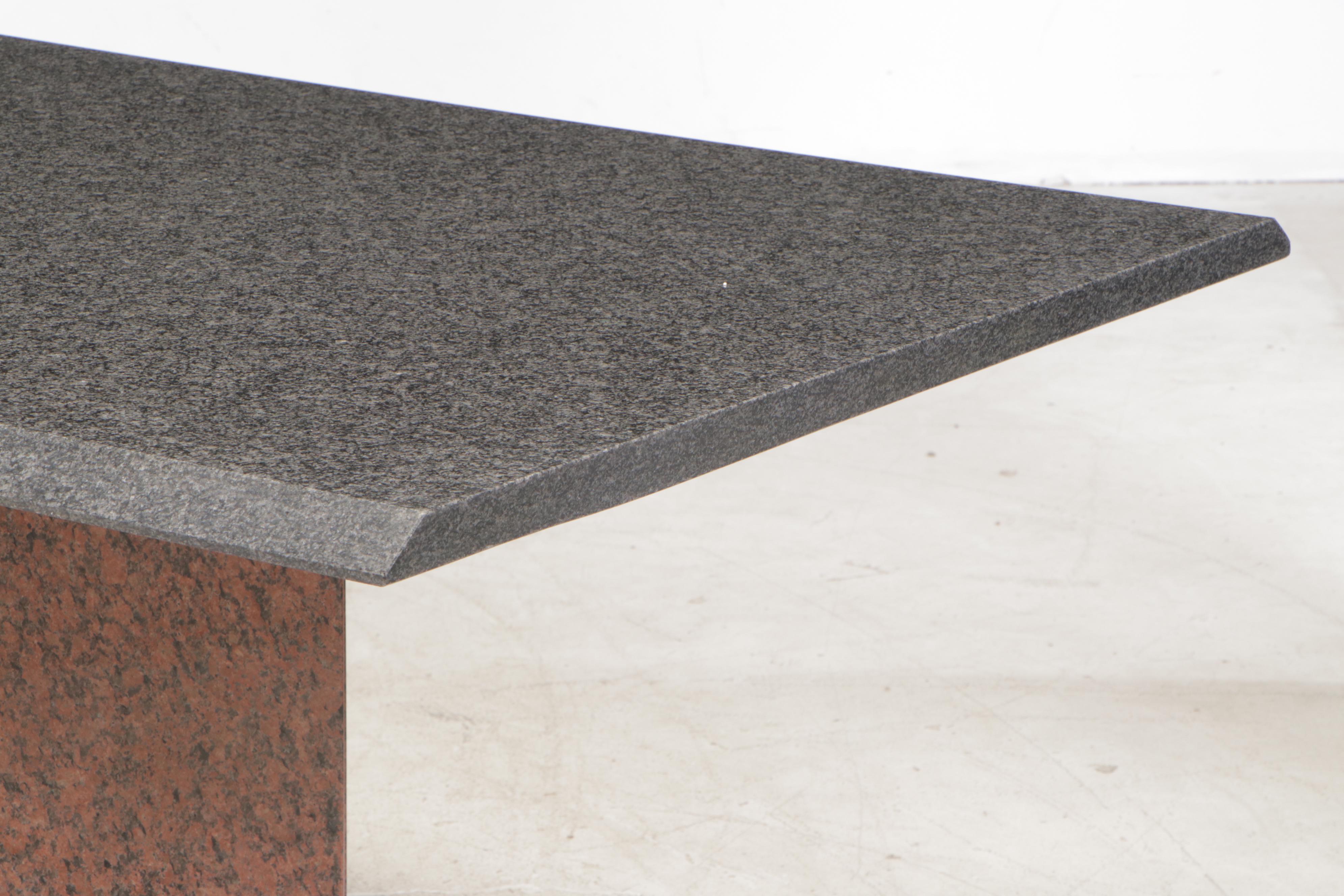 Angular Black and Red Granite Dining Table on Triangular Pedestals | EBTH