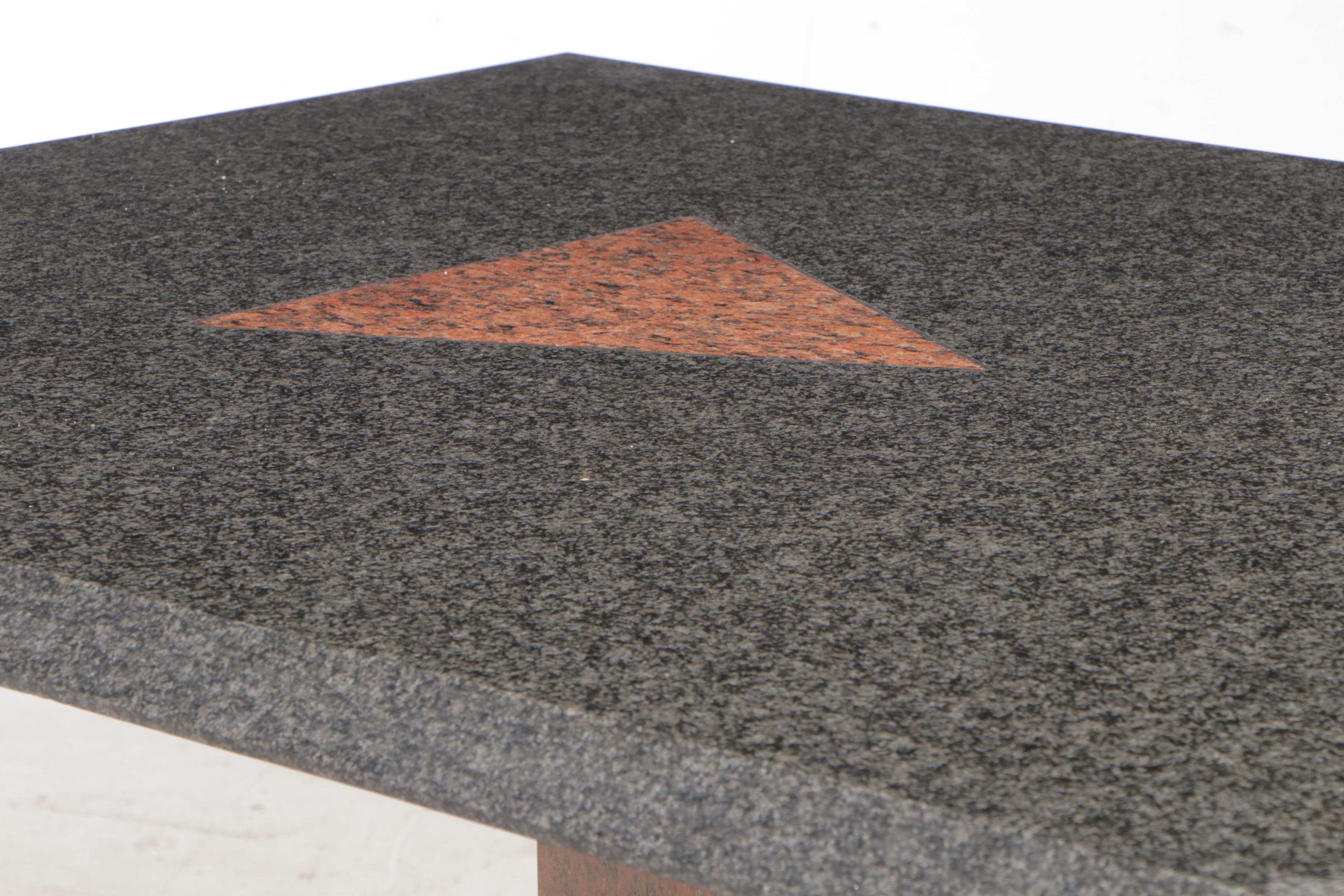 Angular Black and Red Granite Dining Table on Triangular Pedestals | EBTH