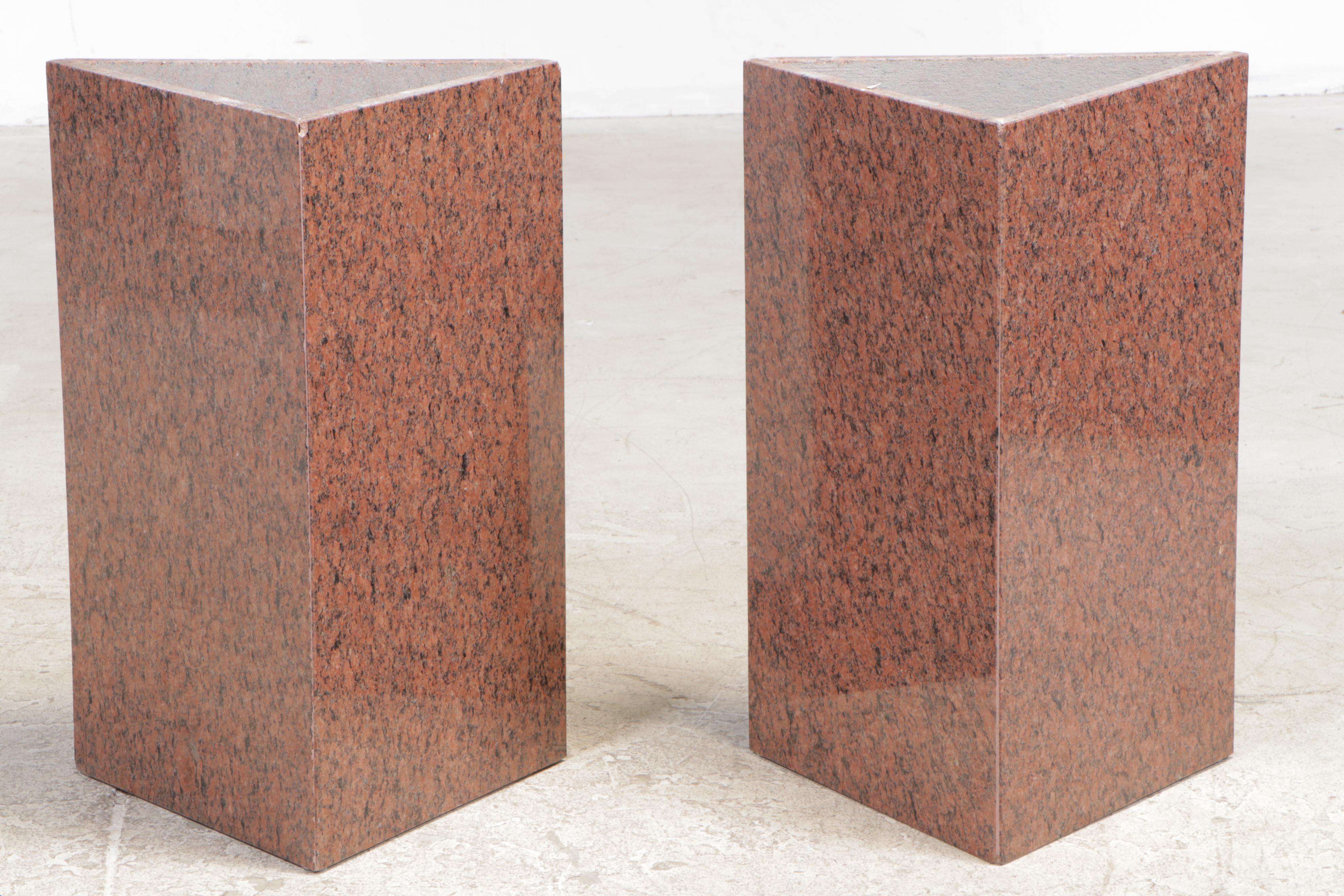 Angular Black and Red Granite Dining Table on Triangular Pedestals | EBTH