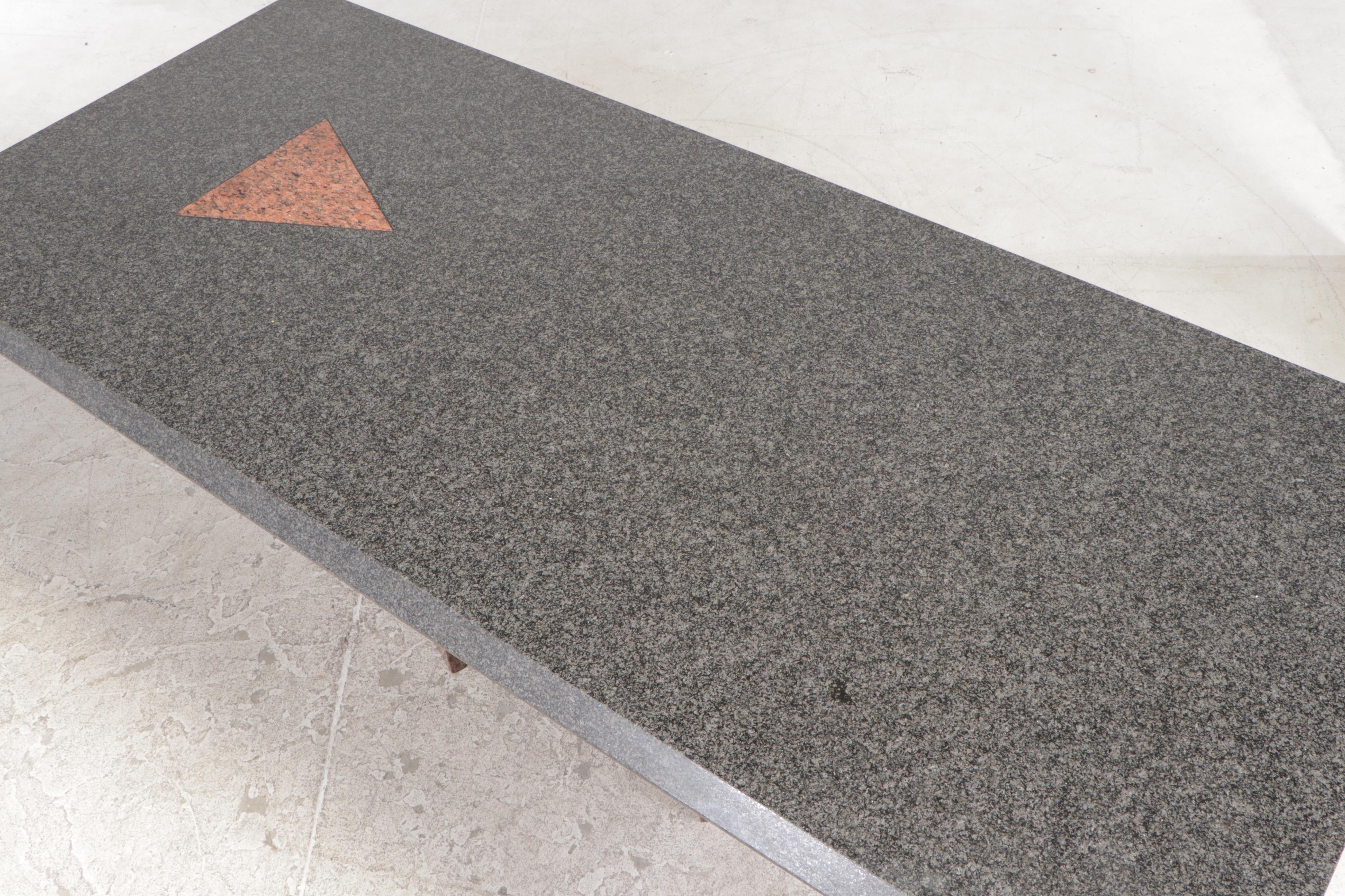 Angular Black and Red Granite Dining Table on Triangular Pedestals | EBTH
