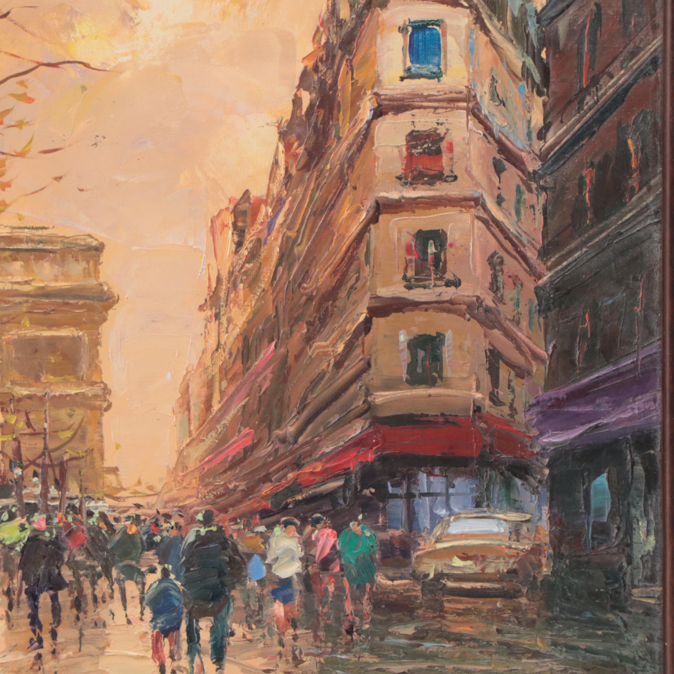 Lein Parisian Street Scene Oil Painting, Late 20th Century | EBTH