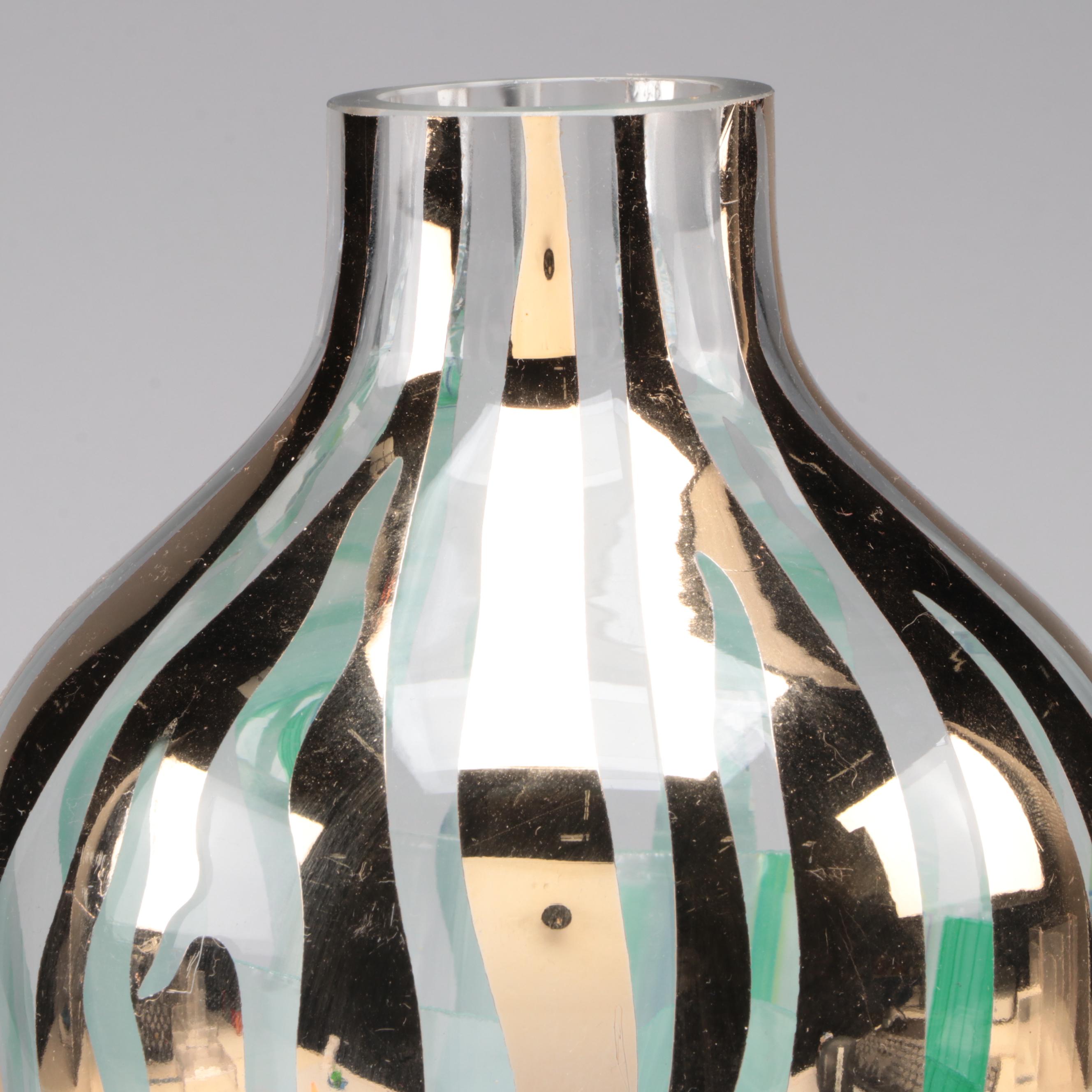 Vietri Optic Mold Blown Glass Vases with Mikasa Gold Zebra Glass Vase ...
