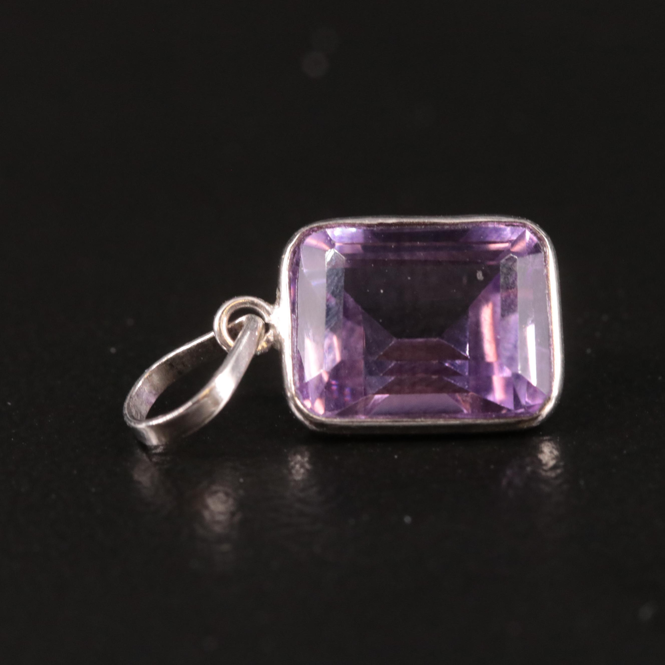 14K Rectangular Amethyst Pendant | EBTH