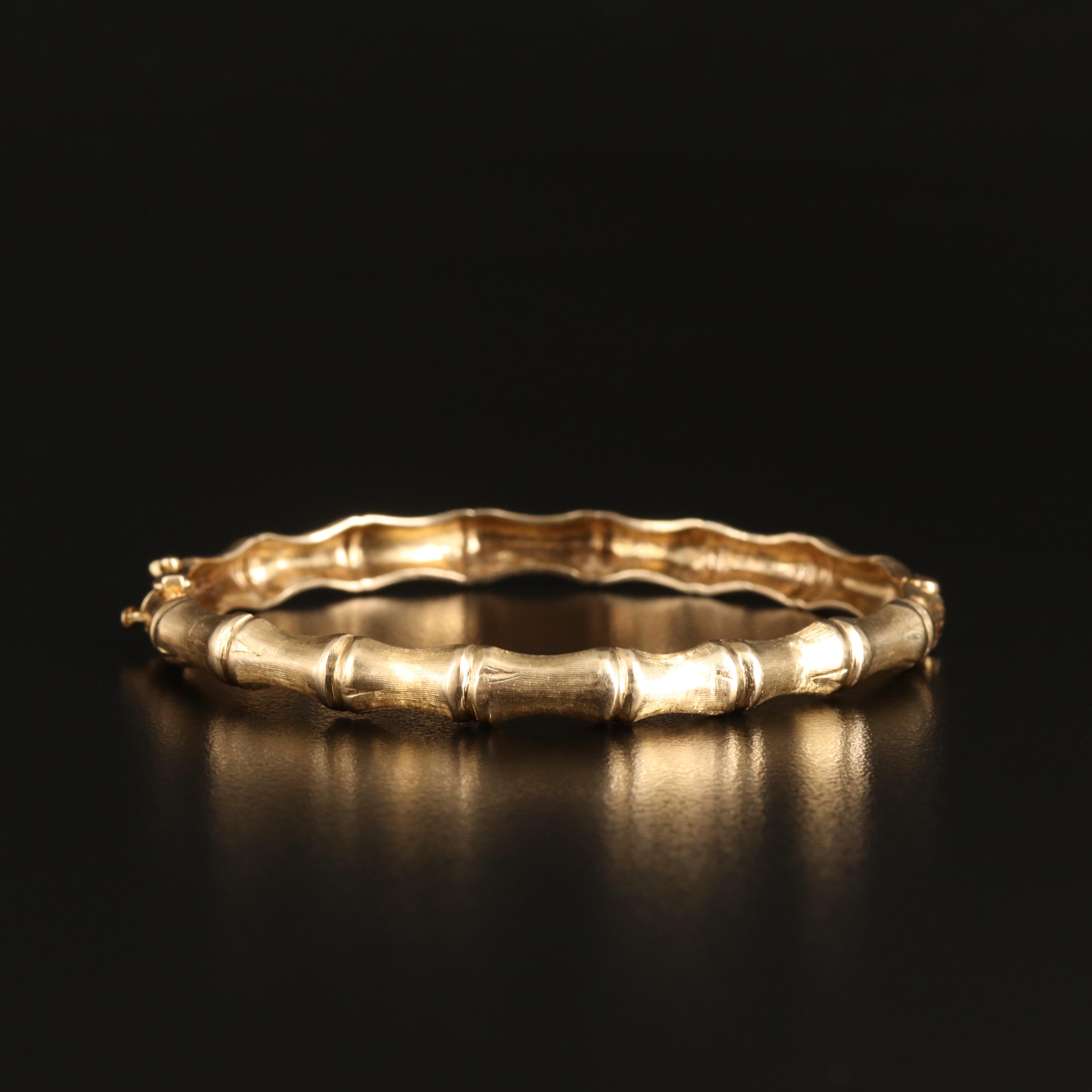 14K Bamboo Hinged Bangle | EBTH