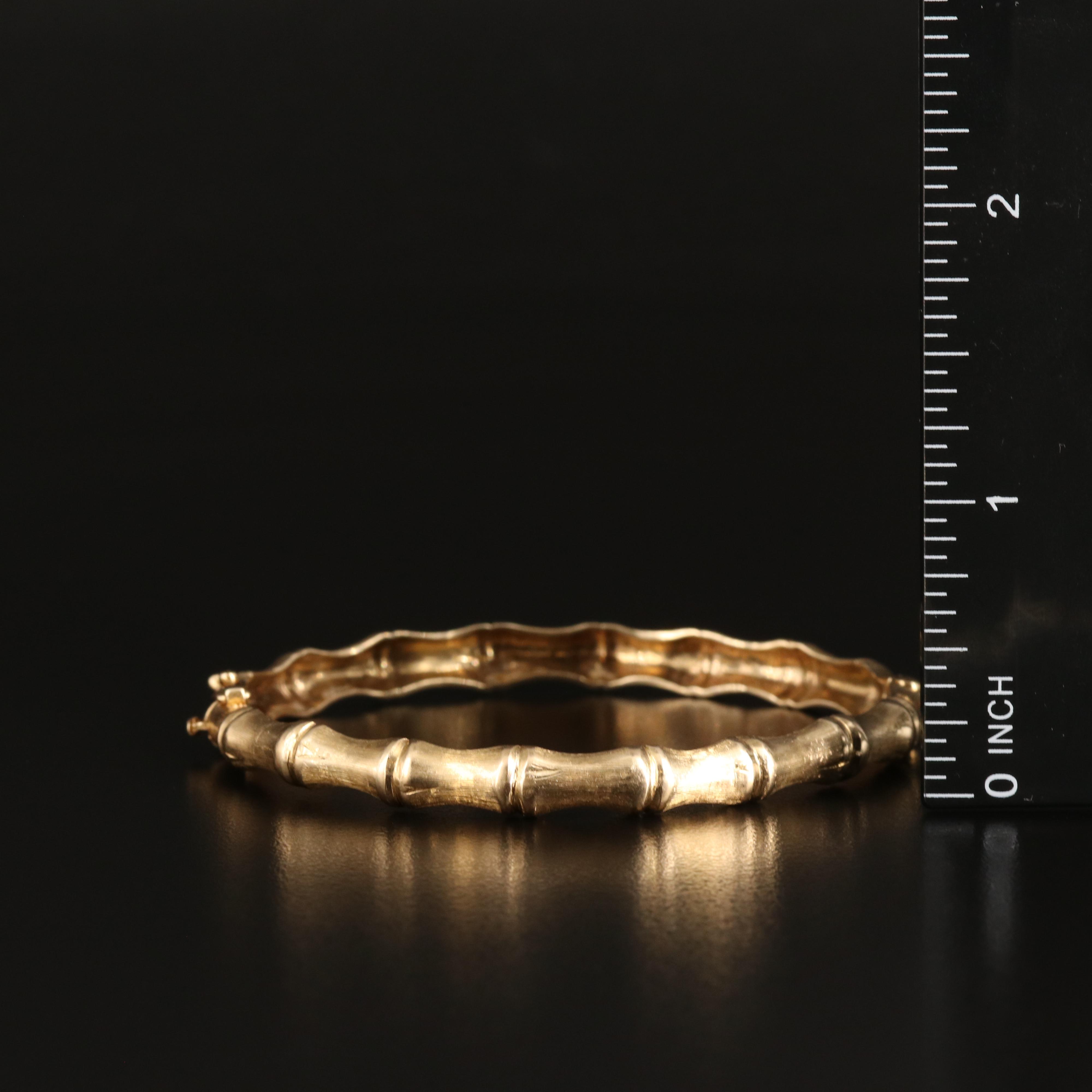 14K Bamboo Hinged Bangle | EBTH