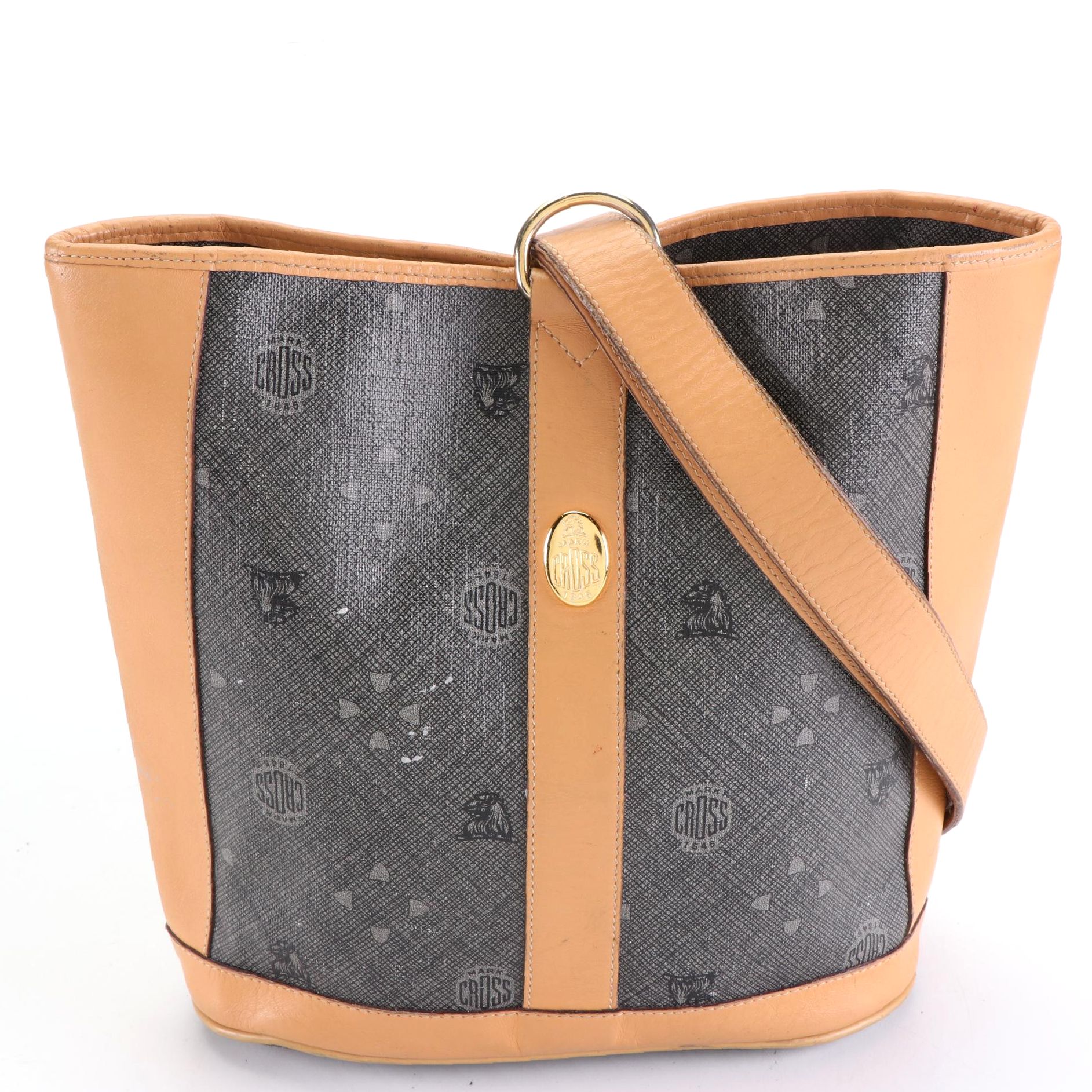 Mark Cross Sling Bucket Bag in Signature Coated Canvas and Leather | EBTH