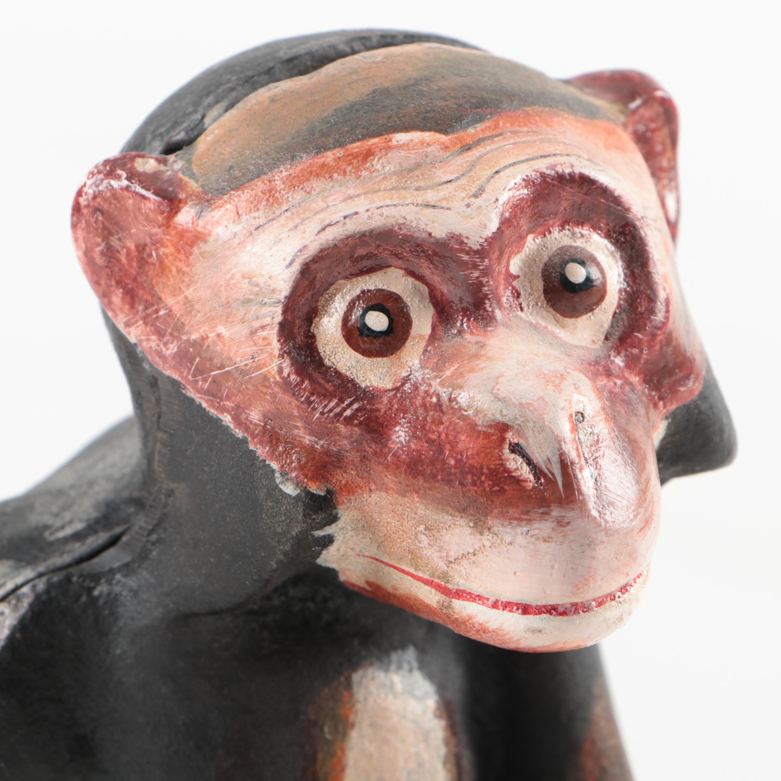 Painted Cast Iron Monkey Still Bank | EBTH