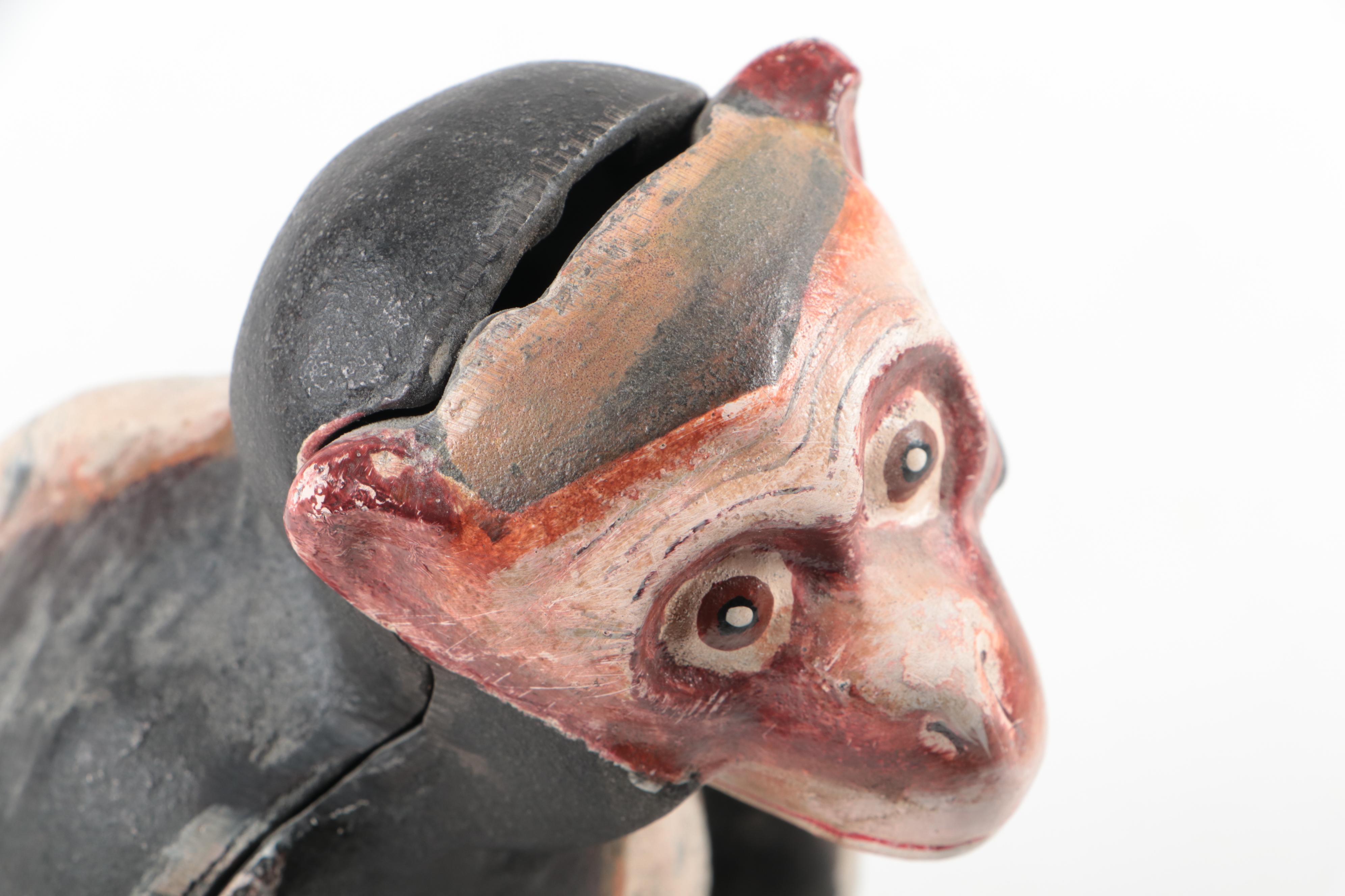 Painted Cast Iron Monkey Still Bank | EBTH