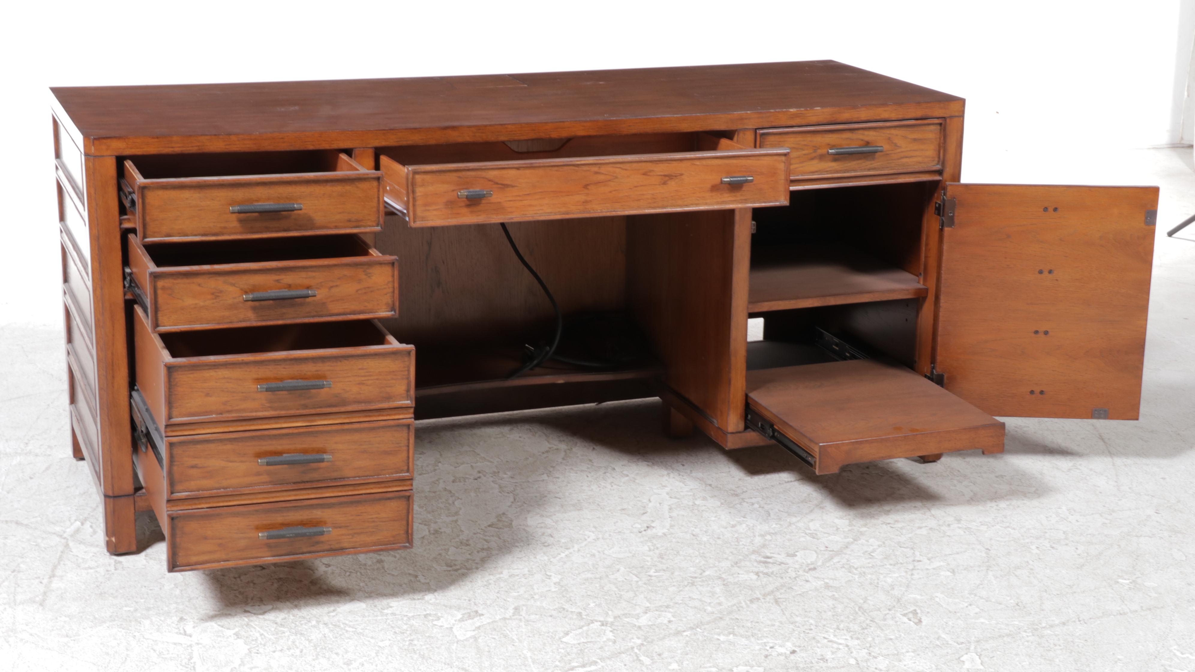Contemporary Oak Executive Desk | EBTH