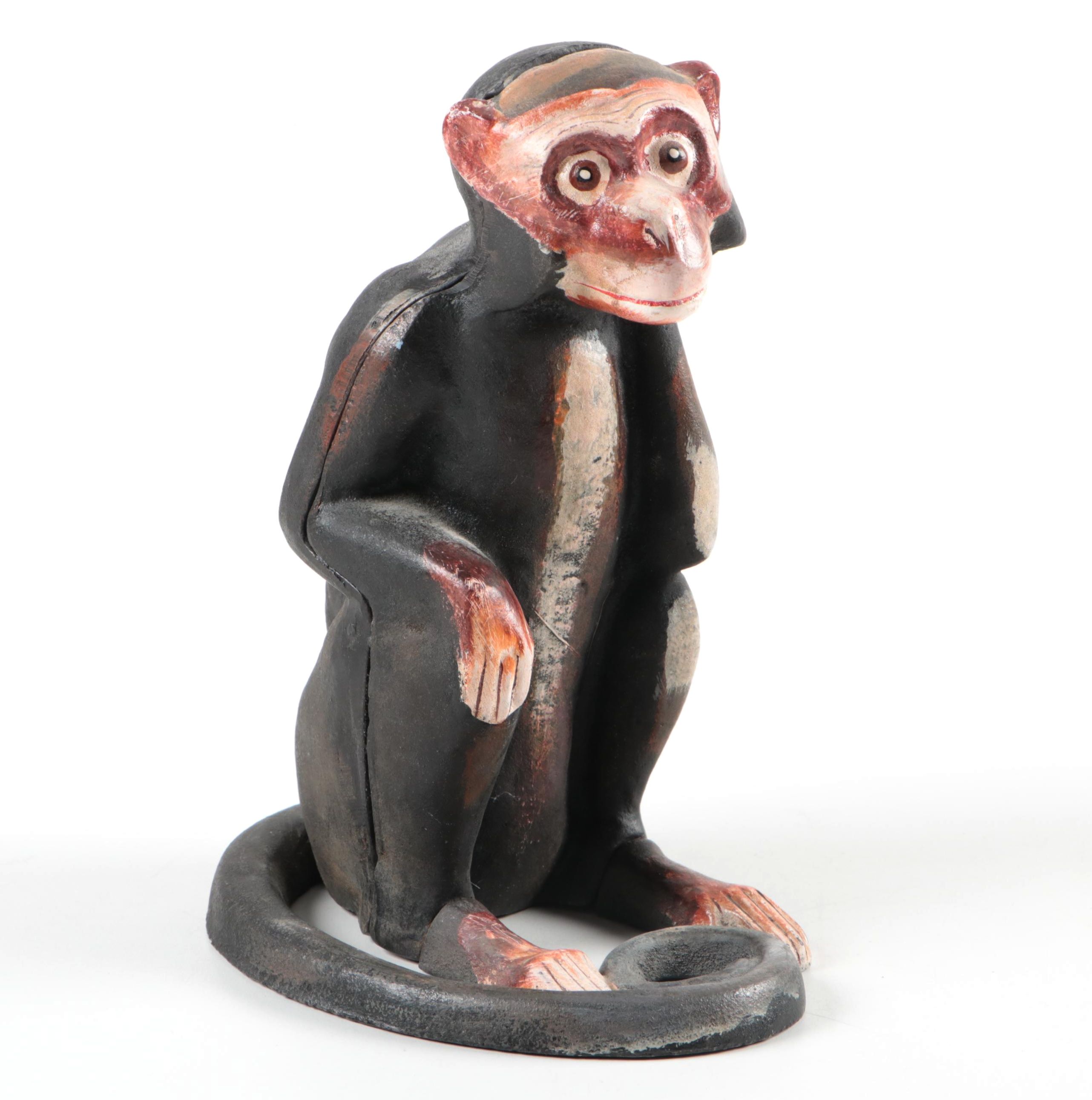 Painted Cast Iron Monkey Still Bank | EBTH
