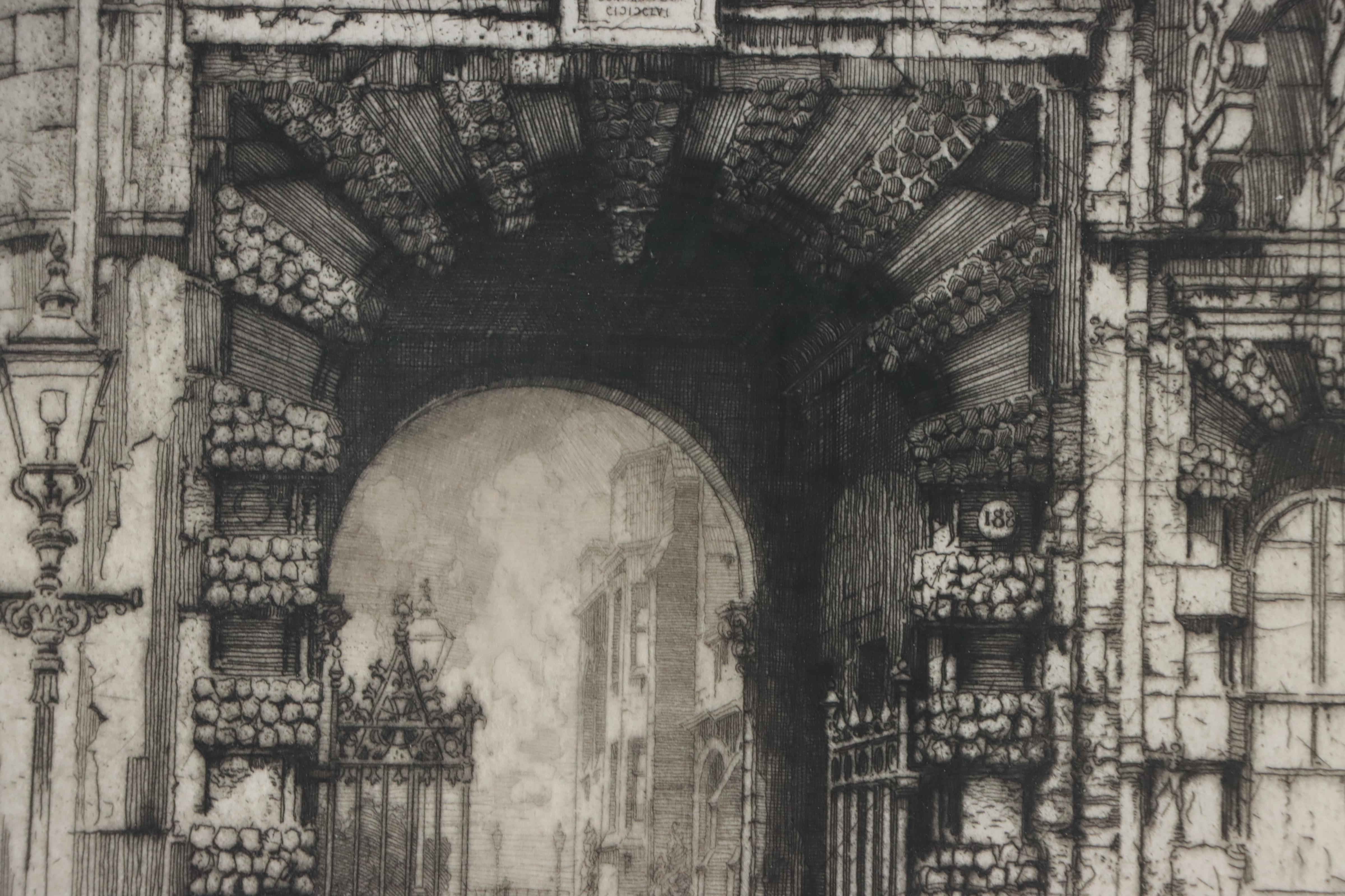 Hedley Fitton Etching "City Gate, Glasgow," Circa 1900 | EBTH