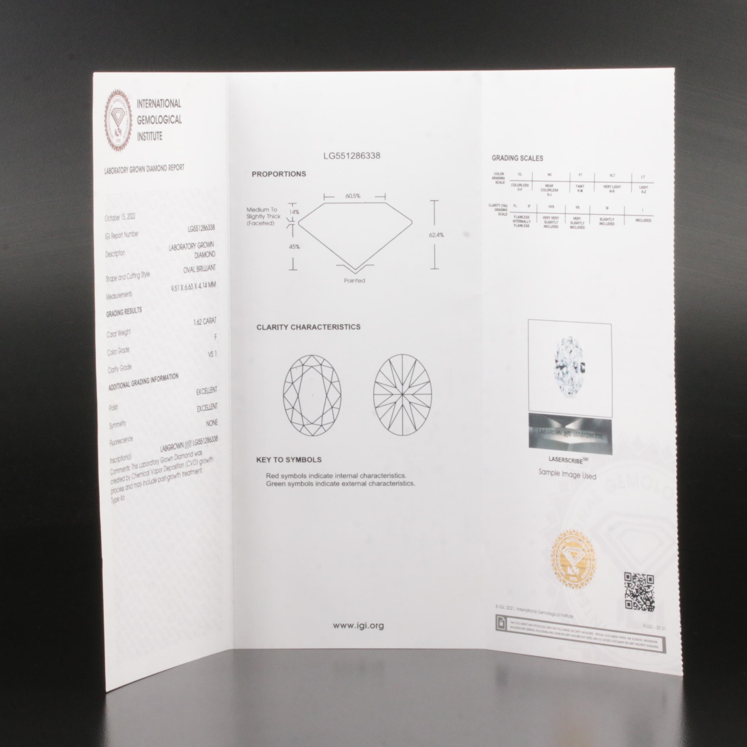 Loose 1.62 CT Lab Grown Diamond with IGI Report | EBTH