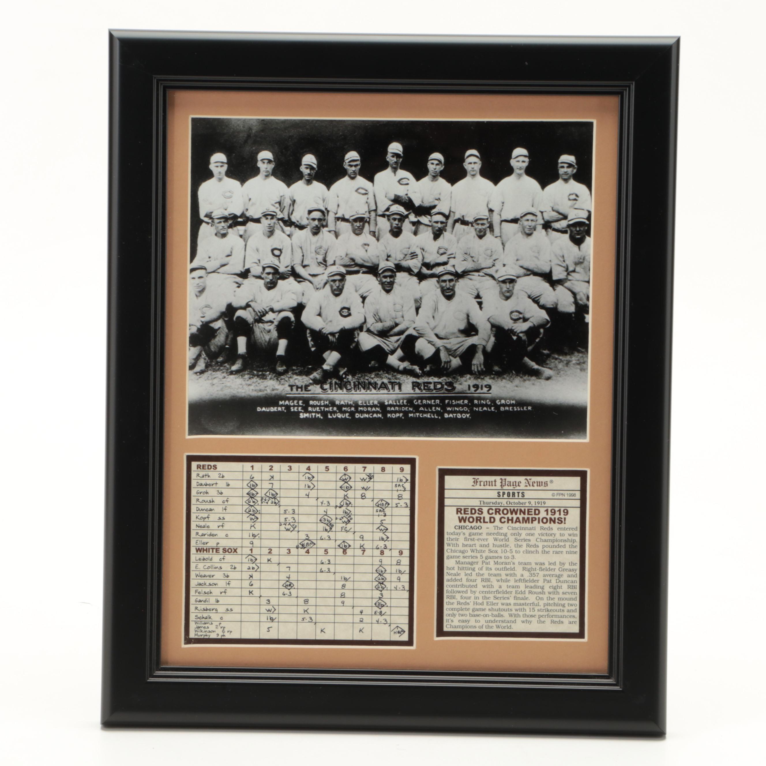 1919 Cincinnati Reds Team Giclée in Mat Frame with Commemorative Stats ...